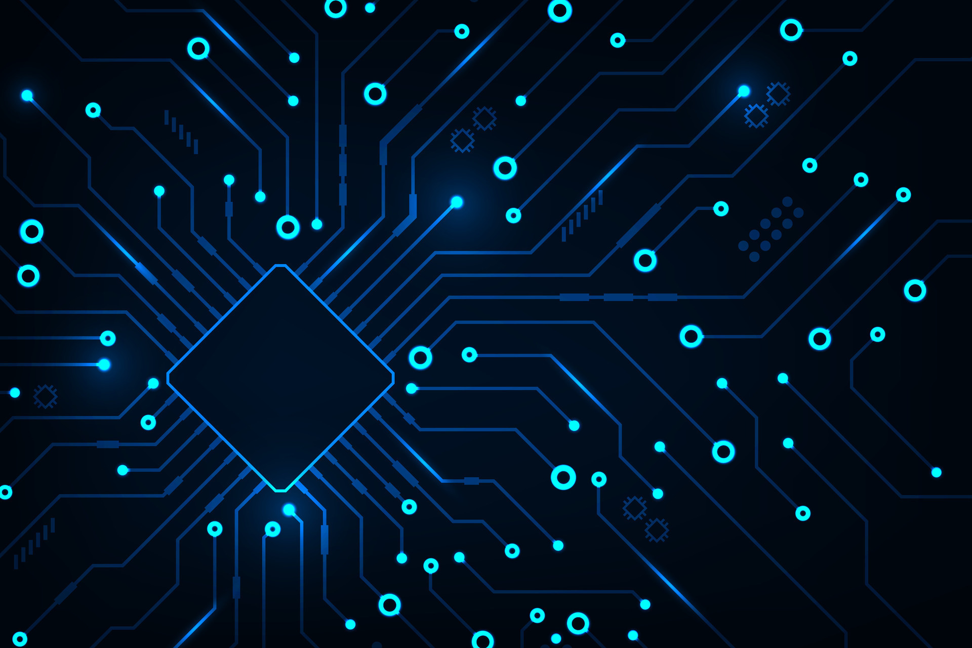 Vector Futuristic Cpu Circuit Board Blue Light Technology Abstract