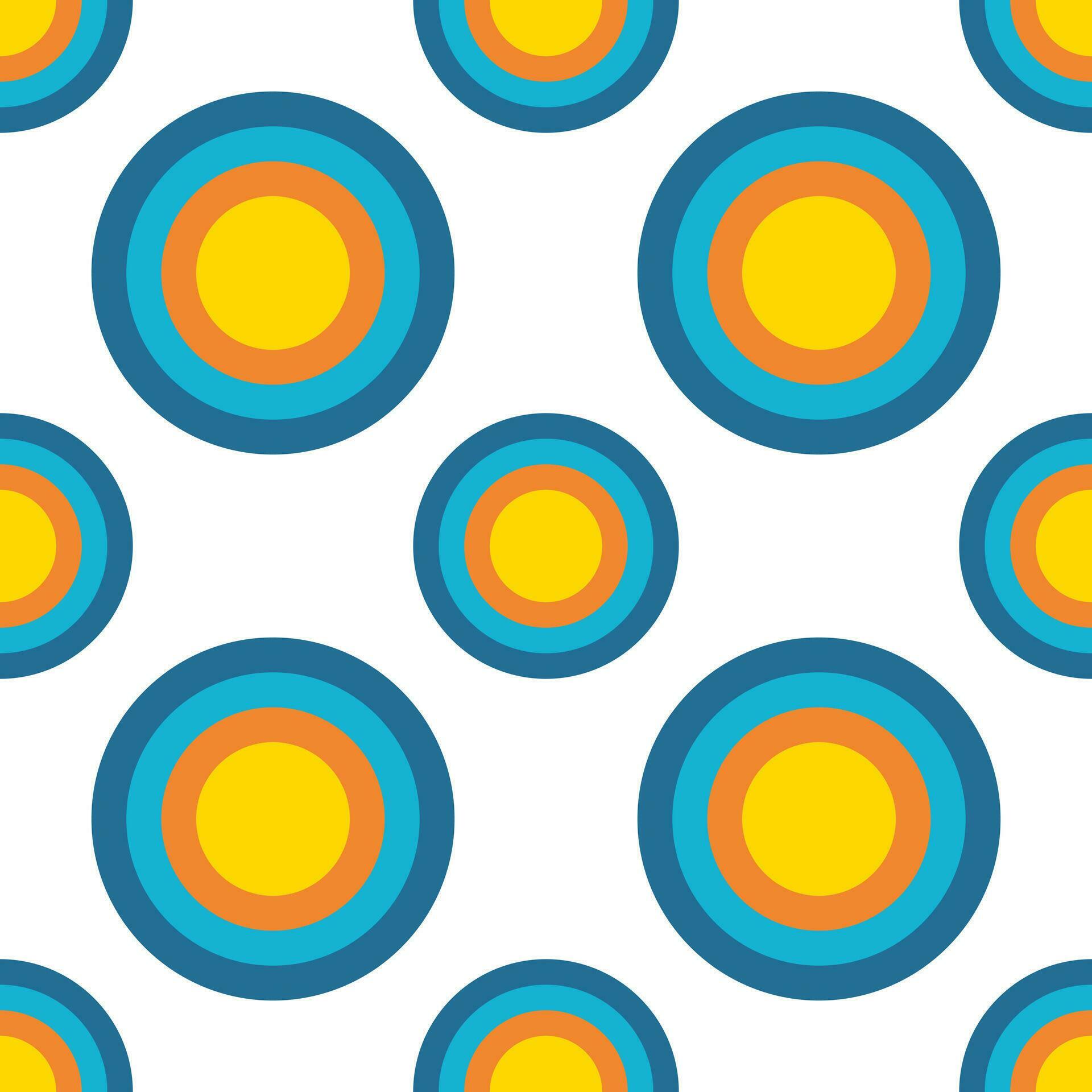 Retro Circle Abstract Background Seamless Pattern Circle Multicolor 1970s Circle Donut Shape