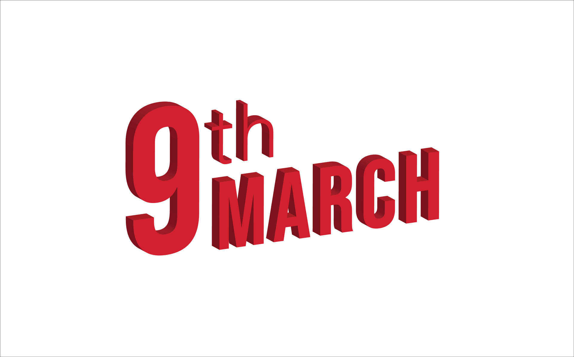 9th march , Daily calendar time and date schedule symbol. Modern design, 3d rendering. White ...