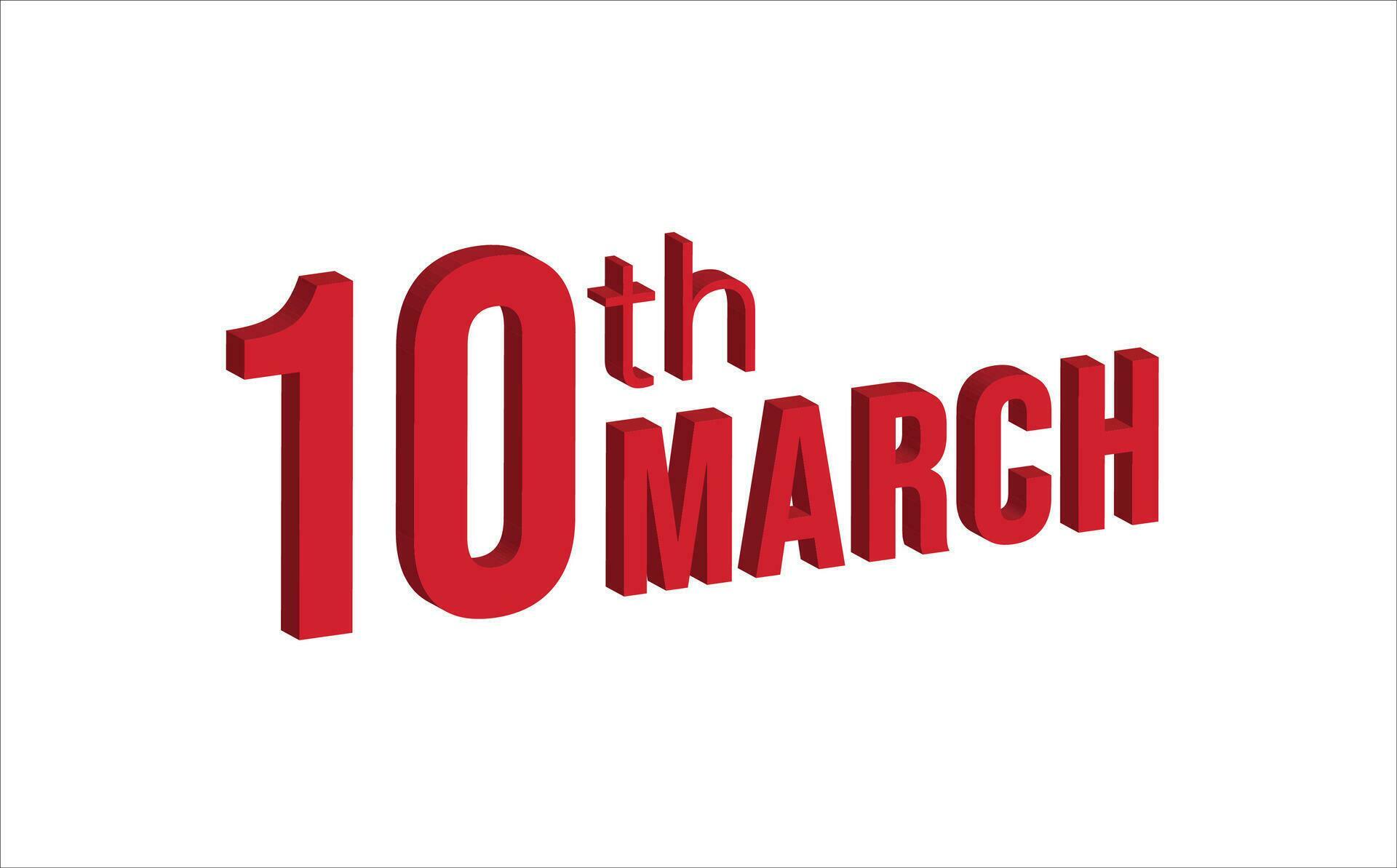 10th march , Daily calendar time and date schedule symbol. Modern ...