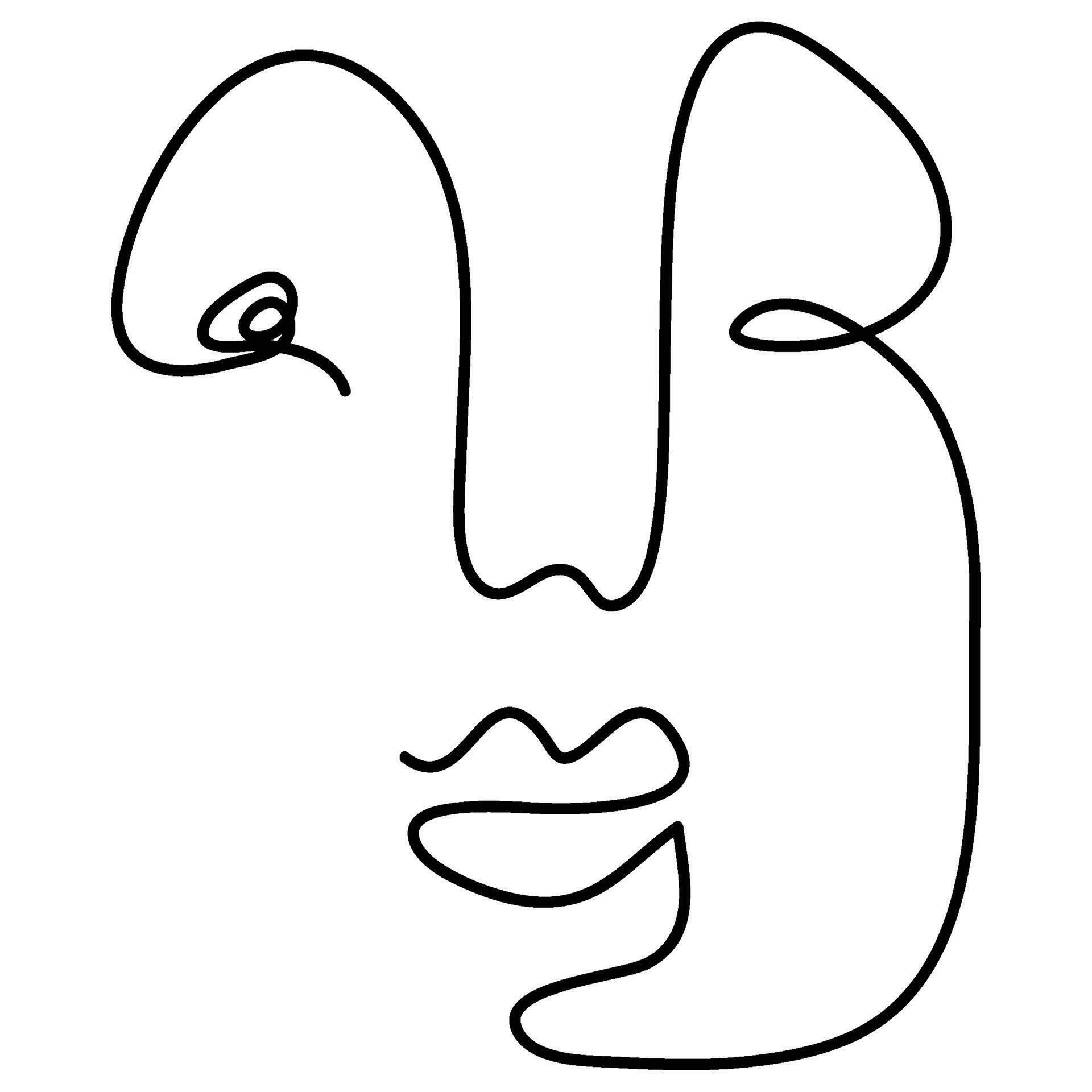 Modern Minimalist Abstract Face Line Art Element Aesthetic Style Portrait Art Sketch