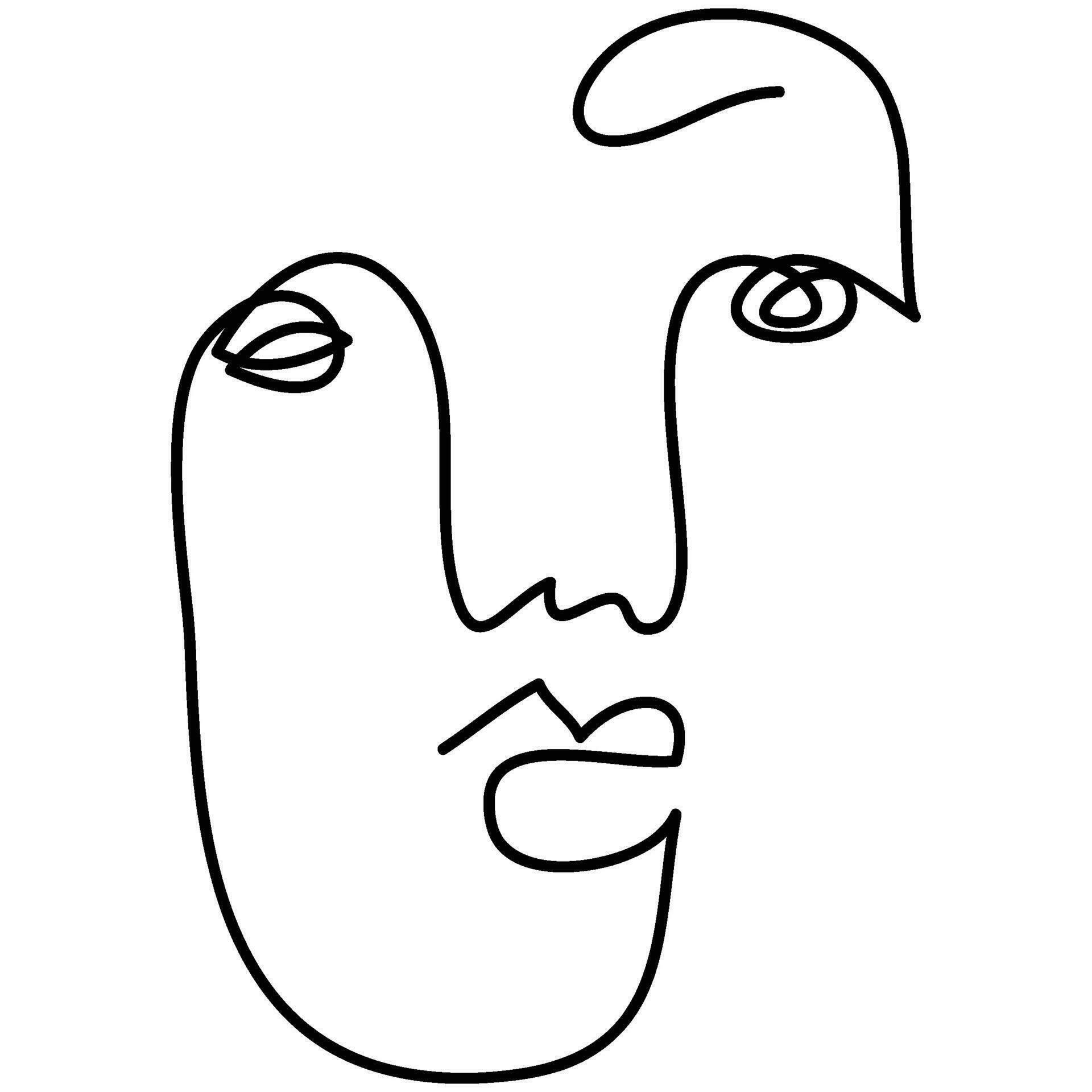 Modern Minimalist Abstract Face Line Art Element Aesthetic Style Portrait Art Sketch