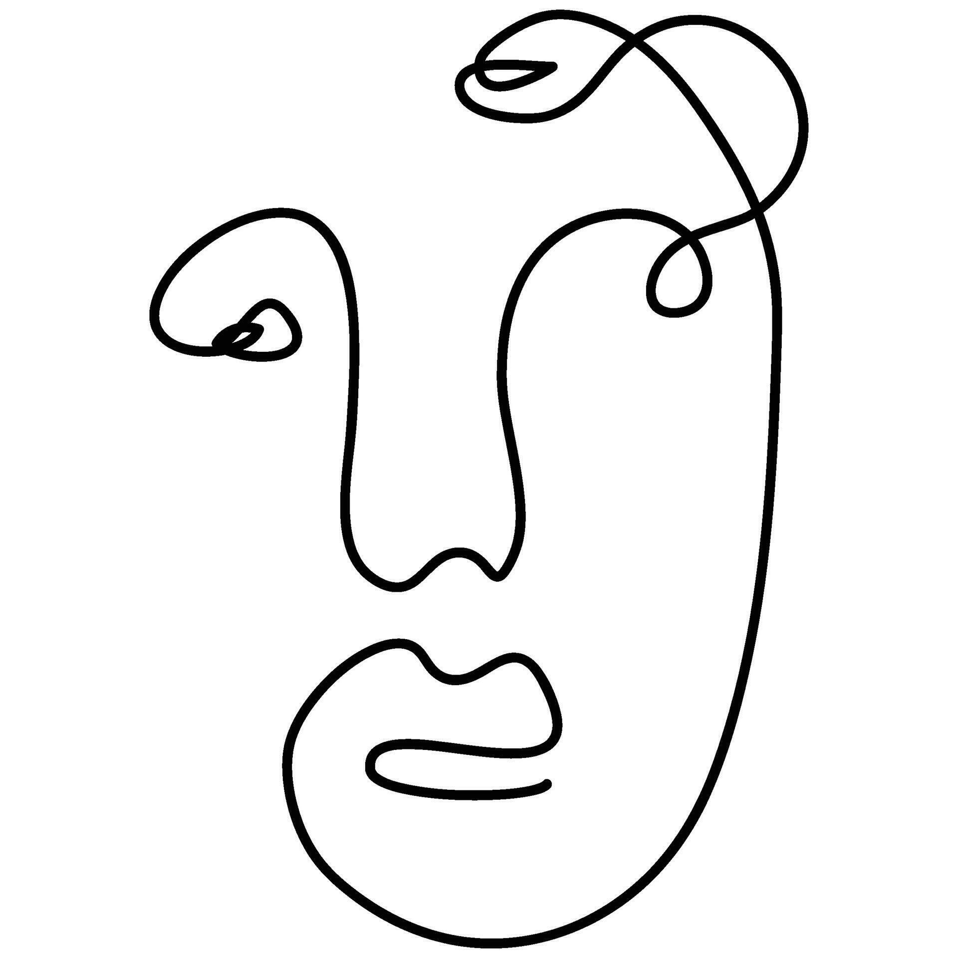 Modern Minimalist Abstract Face Line Art Element Aesthetic Style Portrait Art Sketch