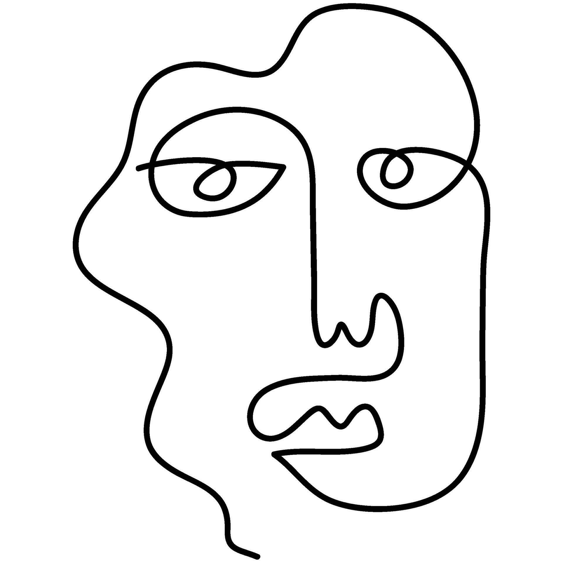 Modern Minimalist Abstract Face Line Art Element Aesthetic Style Portrait Art Sketch