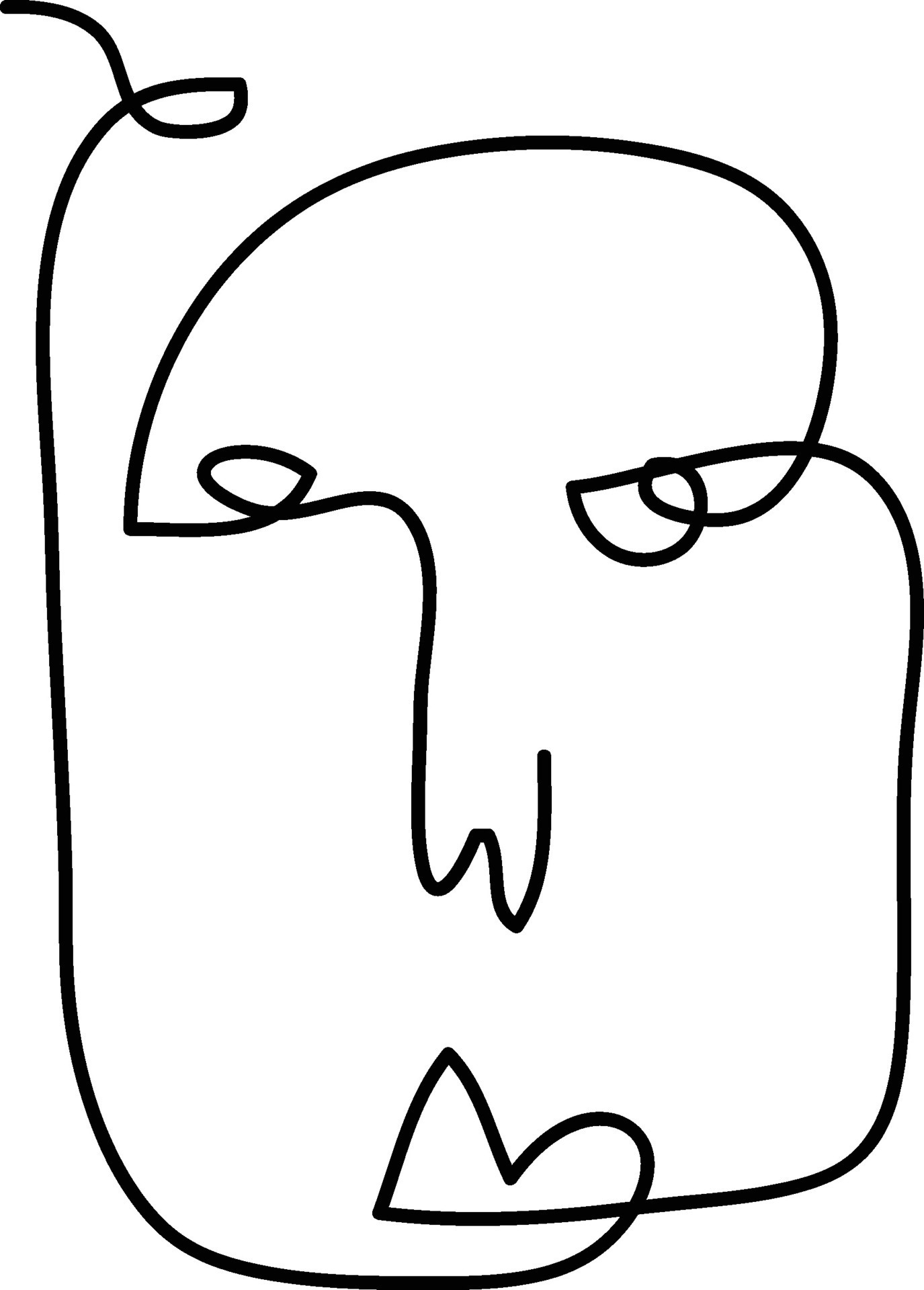 Modern Minimalist Abstract Face Line Art Element Aesthetic Style Portrait Art Sketch