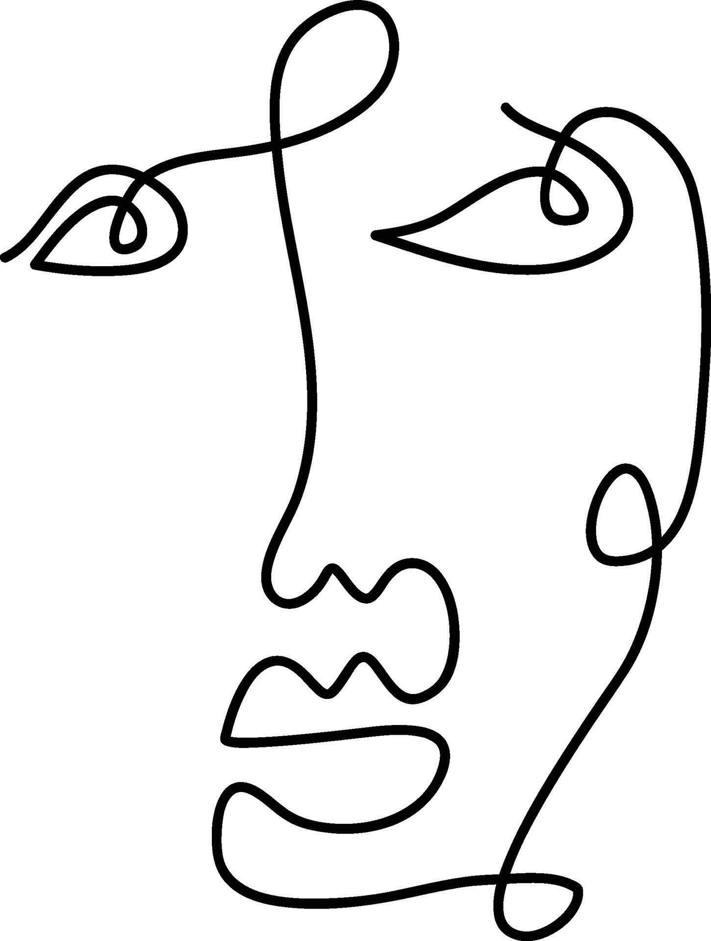 Modern minimalist abstract face line art element. Aesthetic style ...