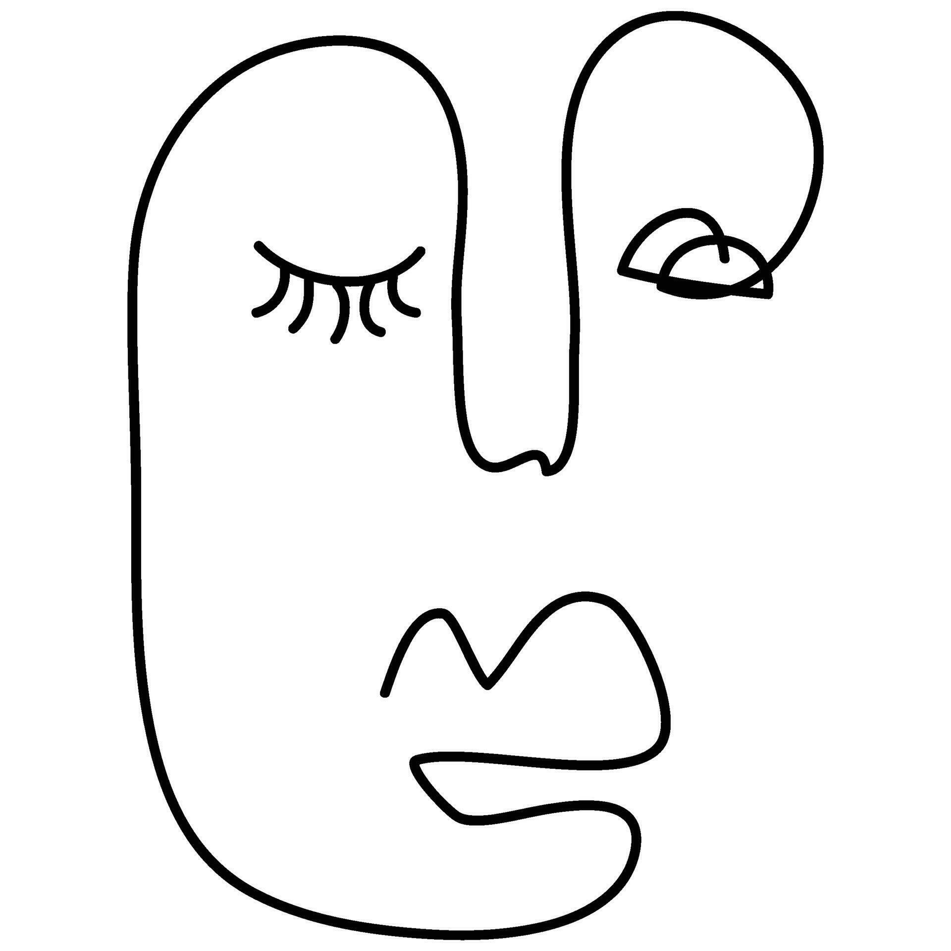 Modern Minimalist Abstract Face Line Art Element Aesthetic Style Portrait Art Sketch