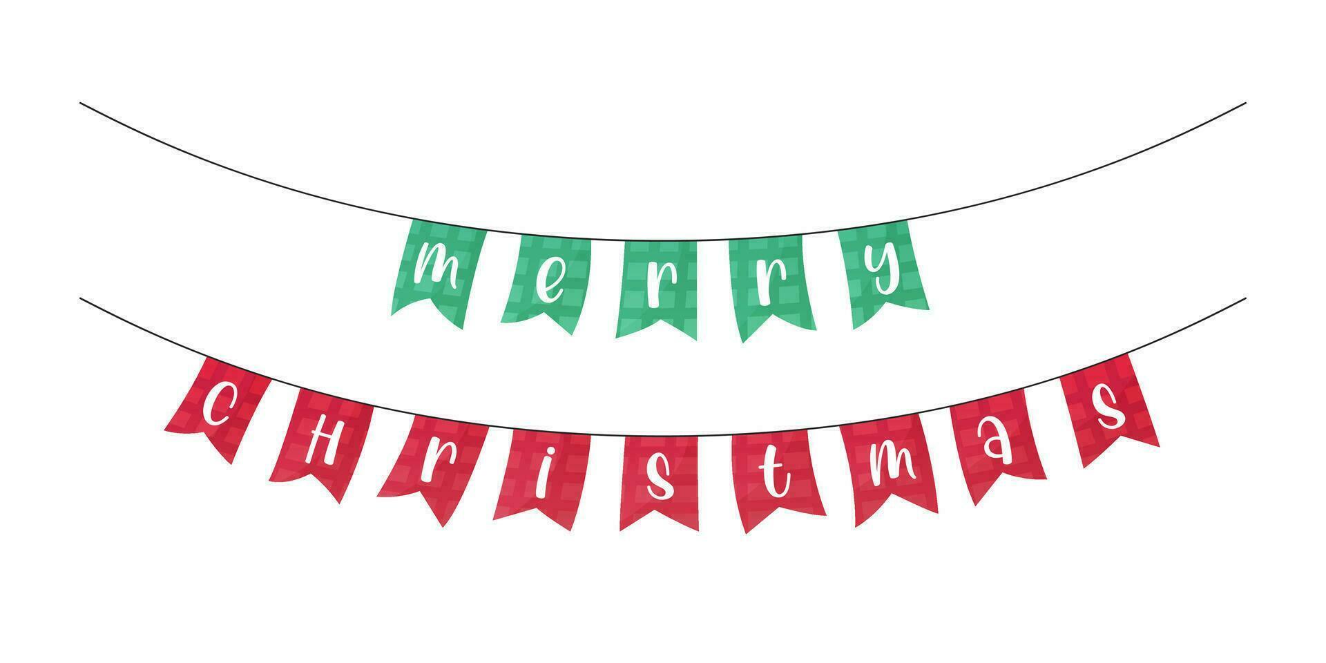 Merry Christmas festive flags. Xmas garland vector illustration ...