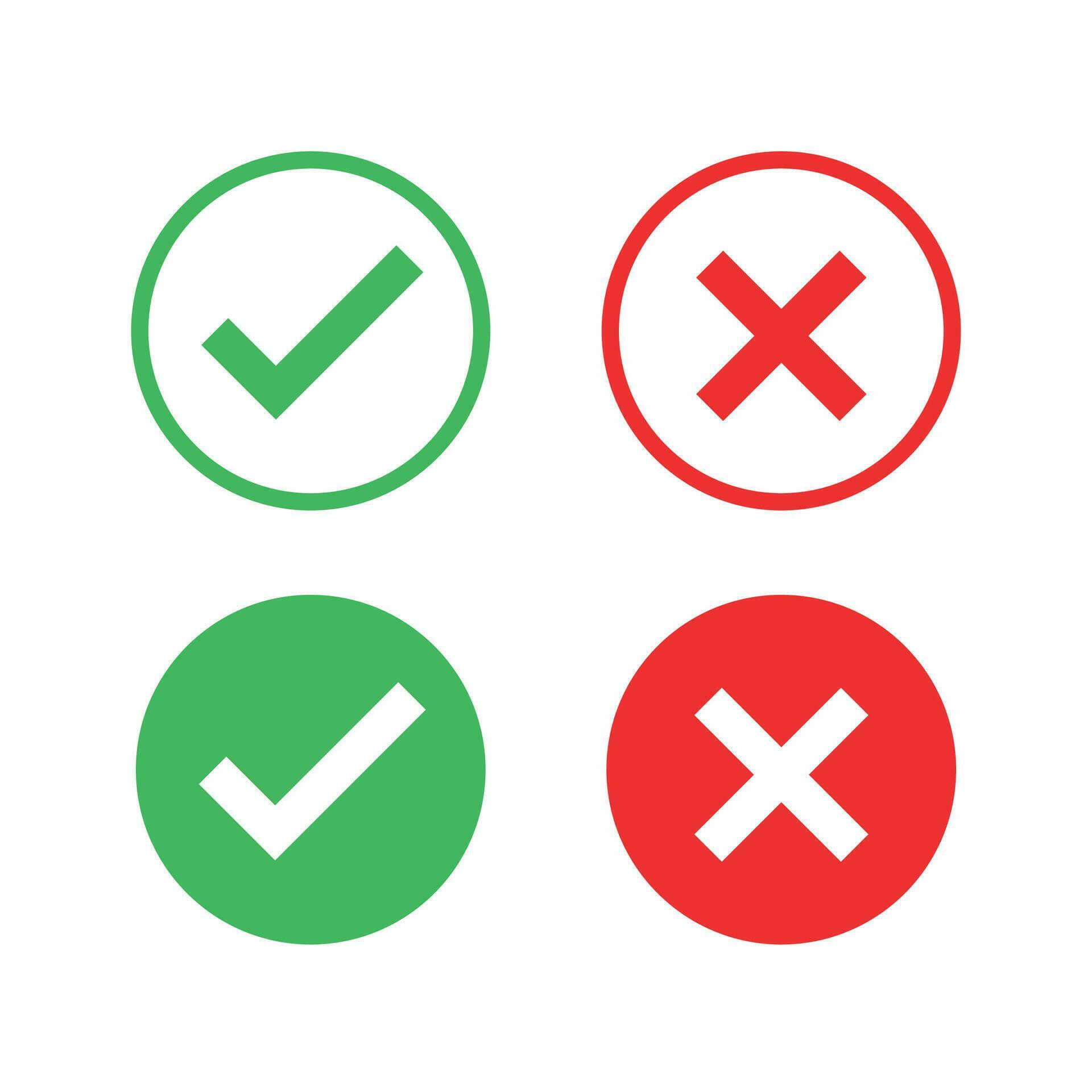 Yes And No Check Marks Icon. Check Mark And Cross Mark icon. Cross And Check Marks Symbol Set ...