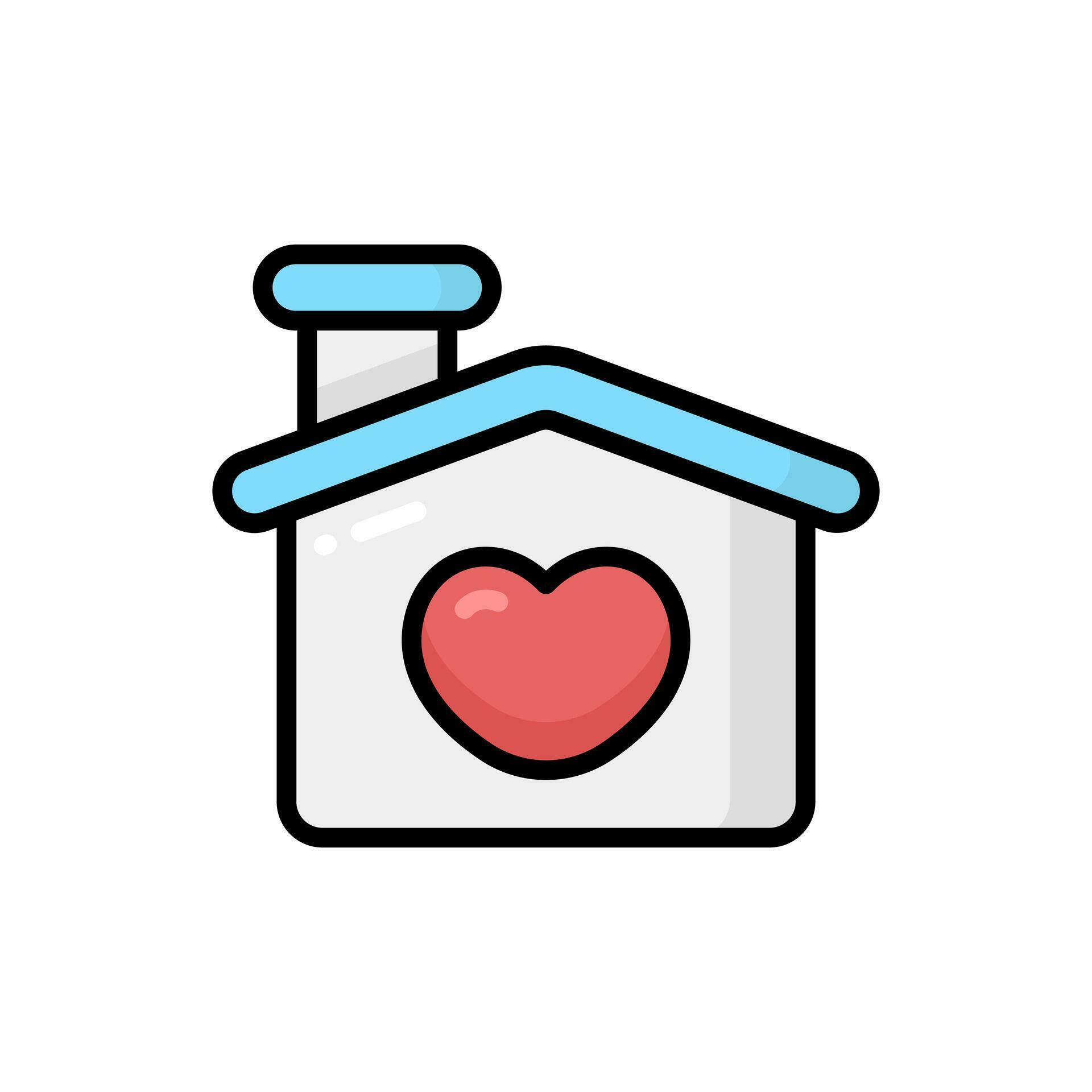 Home with Love Cartoon Vector Icon Illustration. Home Icon Concept Isolated Premium Vector. Flat ...