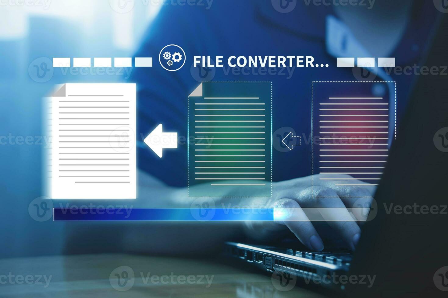 Converting document file extensions with an online platform system. A virtual screen that shows ...
