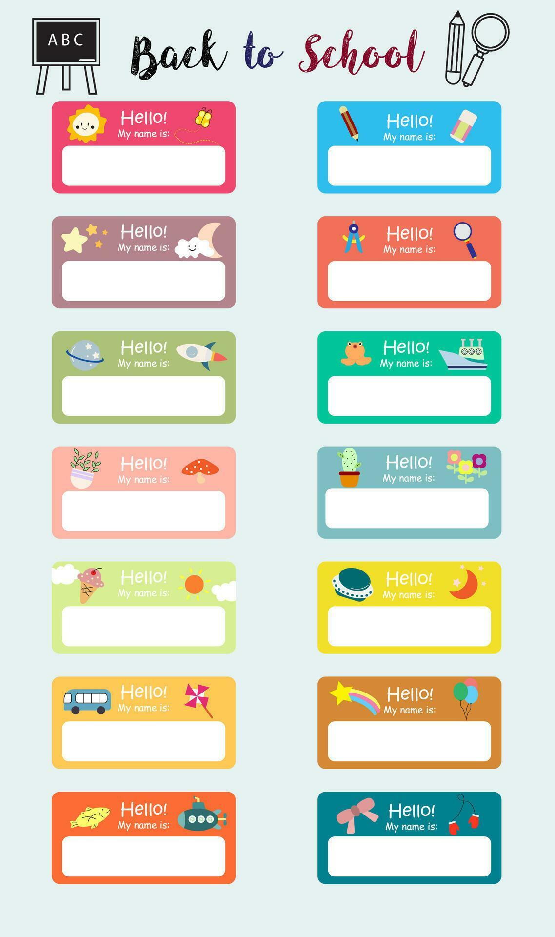 Notebook Labels Vector Template Design. School Book Labels Template ...