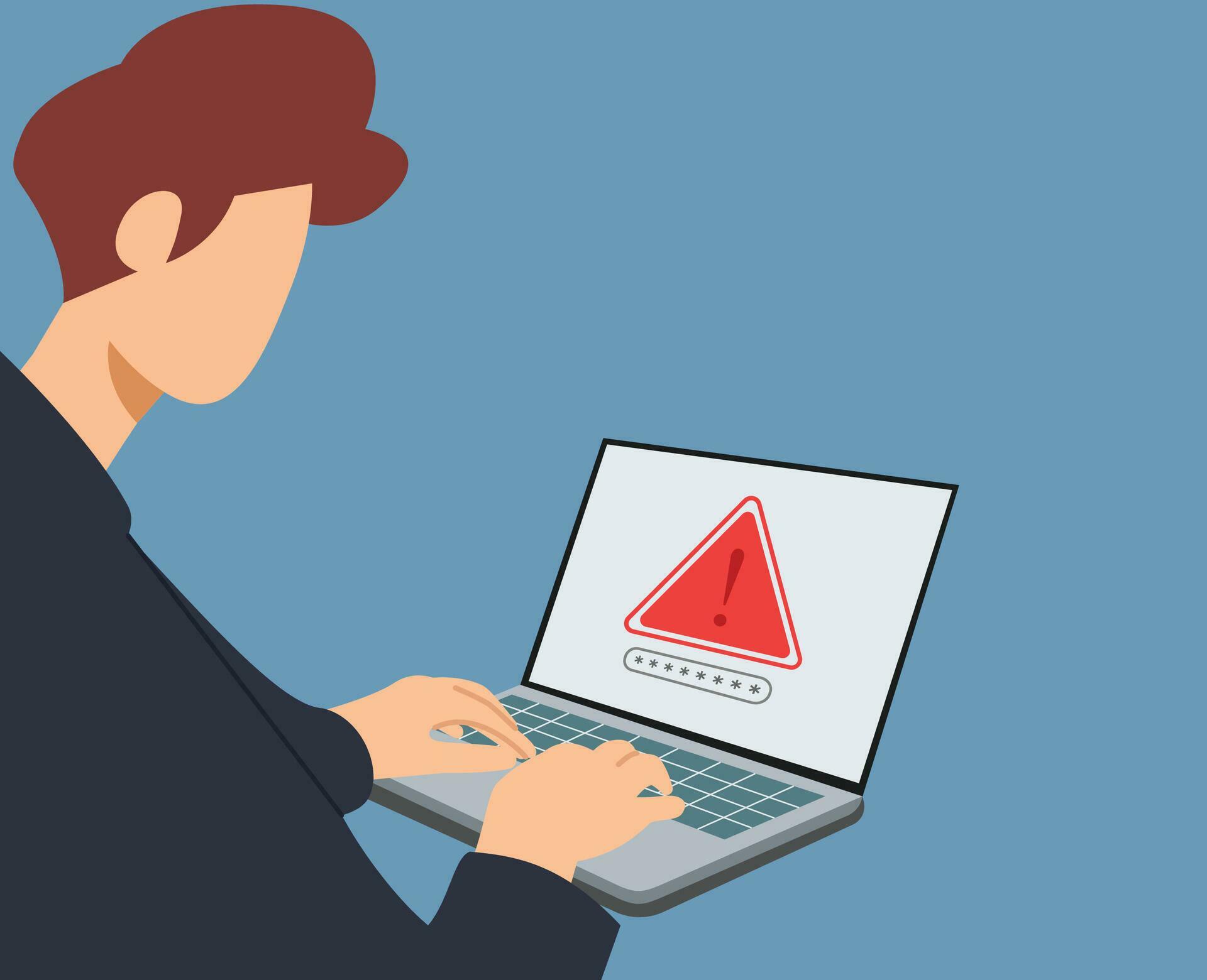 warning alert system concept system hacked on computer network cyber ...