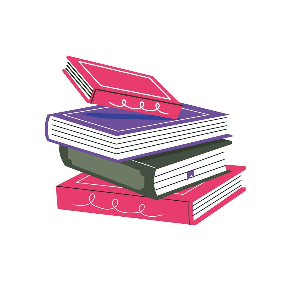Vector hand drawn flat design stack of books illustration 28196529 ...