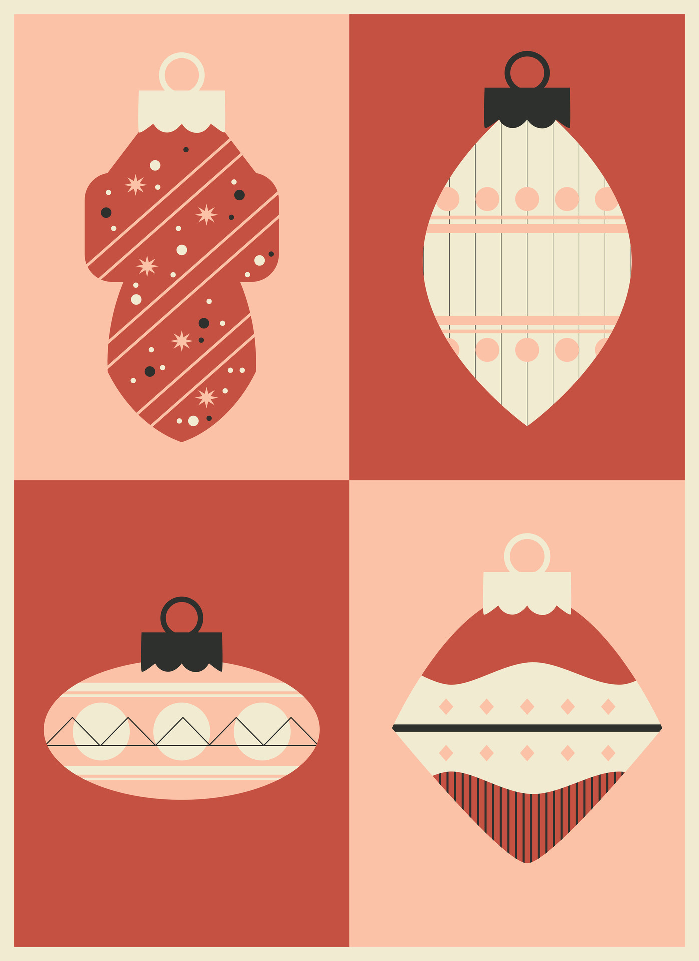 geometric retro postcard with Christmas tree toys 28200441 Vector Art ...