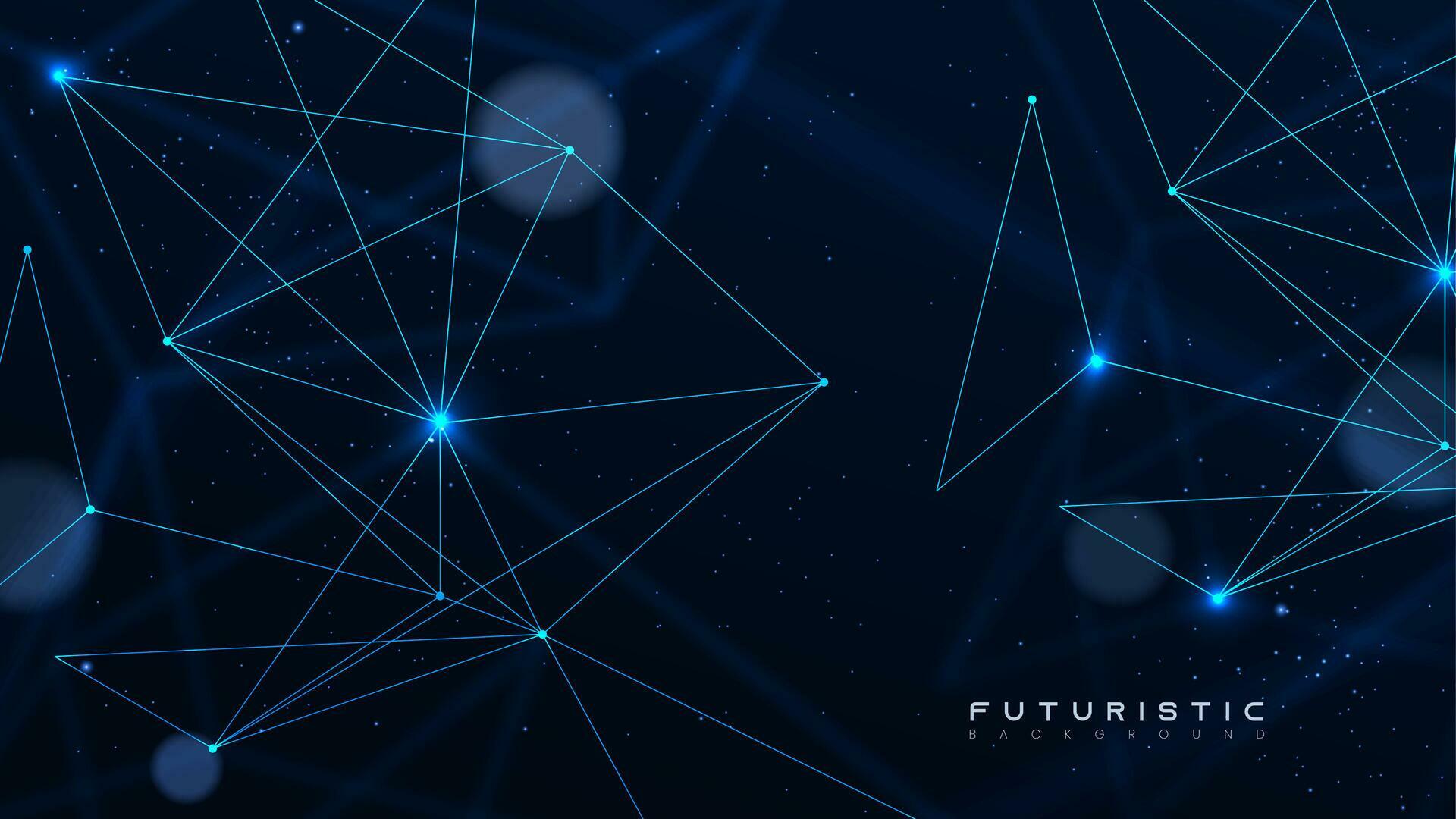 Dark background with plexus lines. Abstract tech network connection dots. Futuristic scientific ...