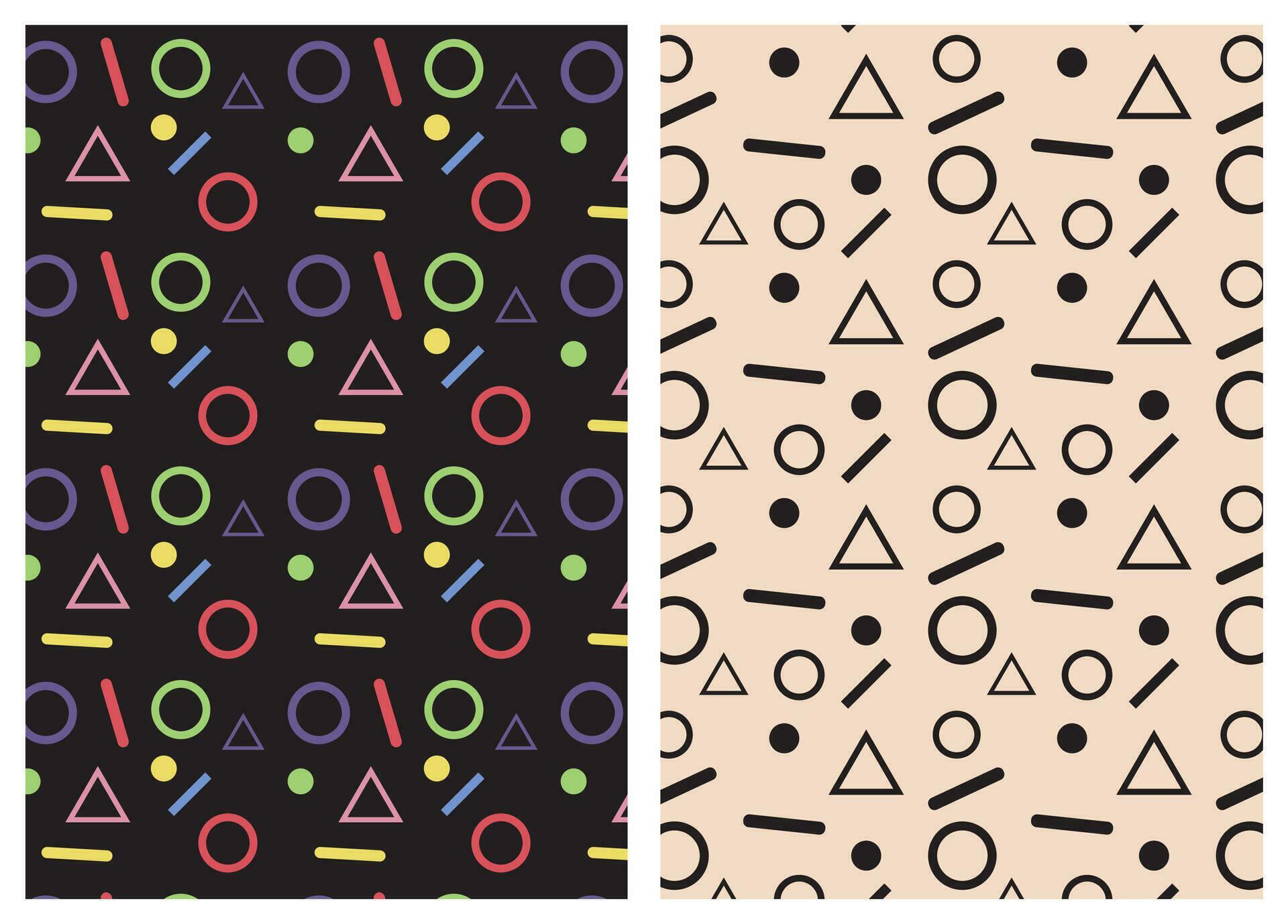 Geometric pattern in two styles, abstract. Dark background, nude ...