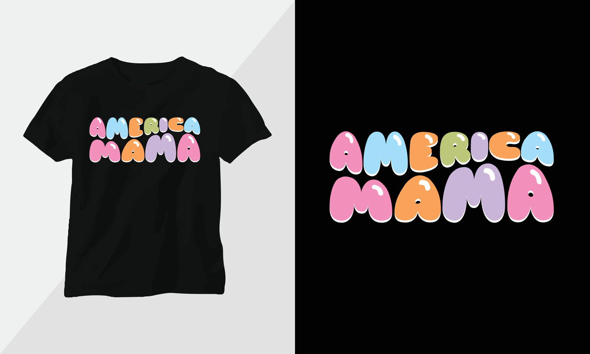 Wavy Retro Groovy T Shirt Design Quotes With America Mama Design
