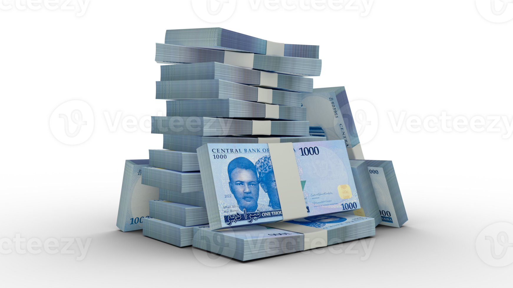 3d Rendering Of Stacks Of 1000 Nigerian Naira Notes Bundles Of Nigerian Currency Notes Isolated