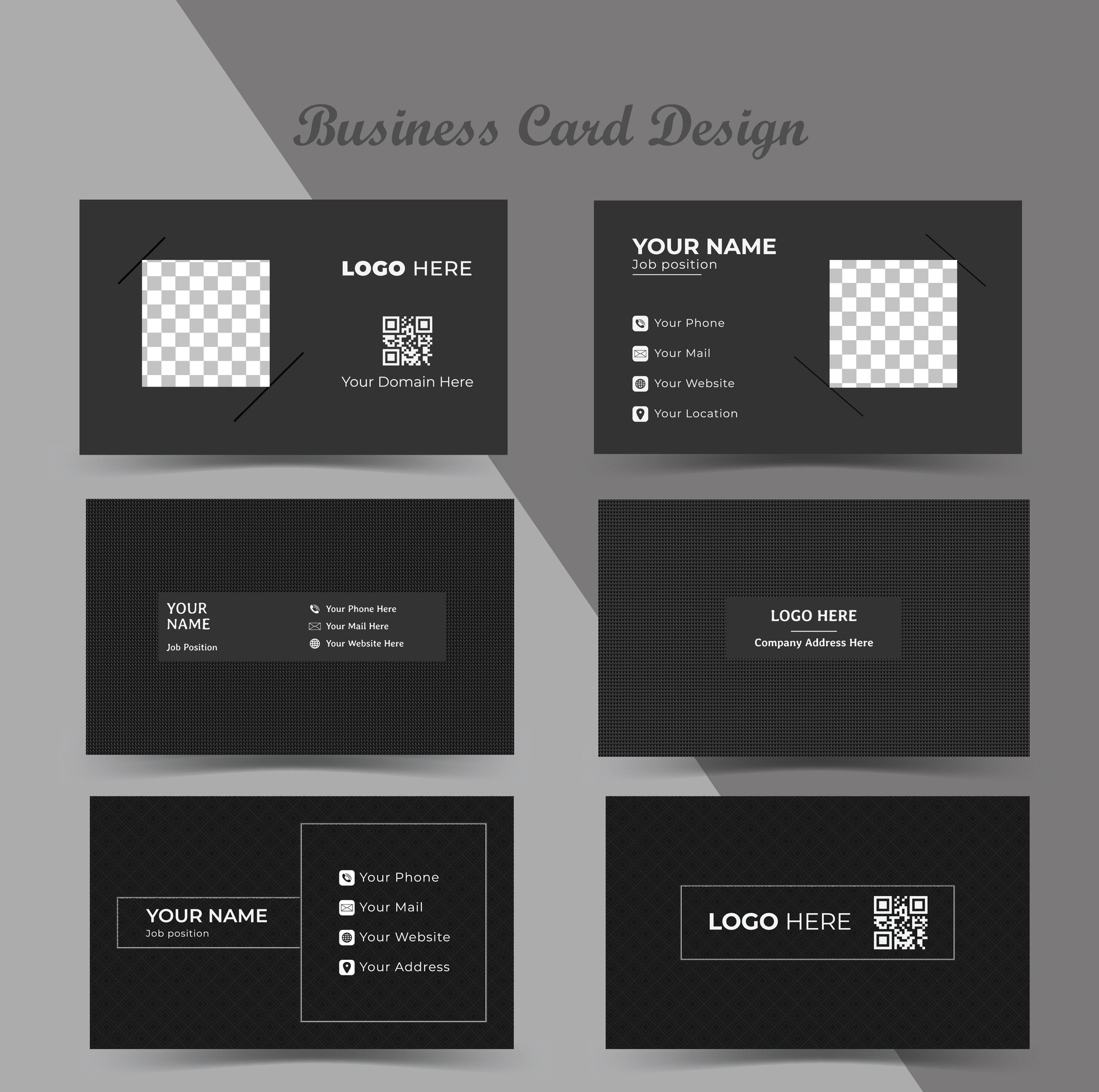 A set of business card with three pairs of visiting card. Business card ... A set of business card with three pairs of visiting card. Business card ...