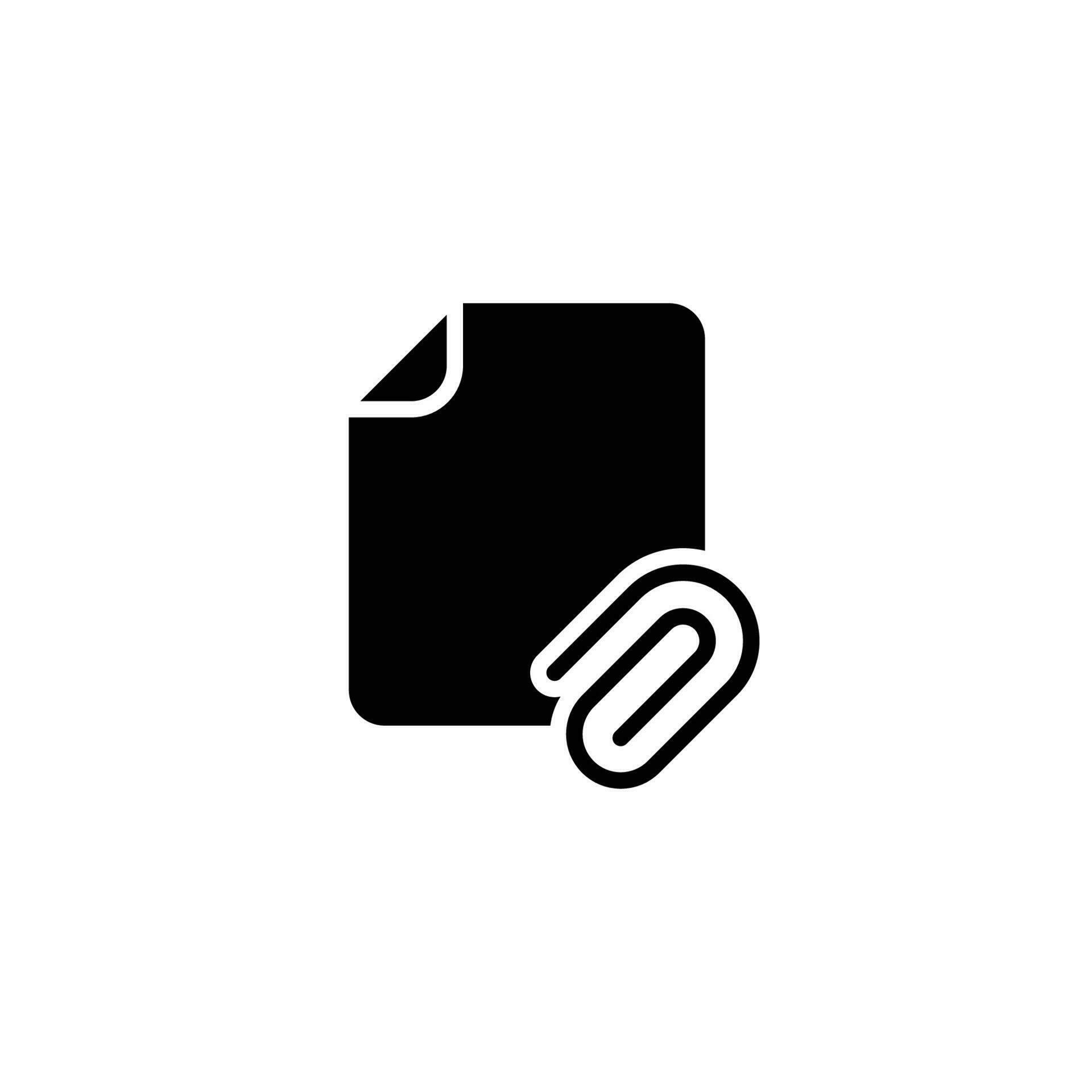 File attachment icon. Simple solid style. Paper clip, attach document, fastener, upload ...