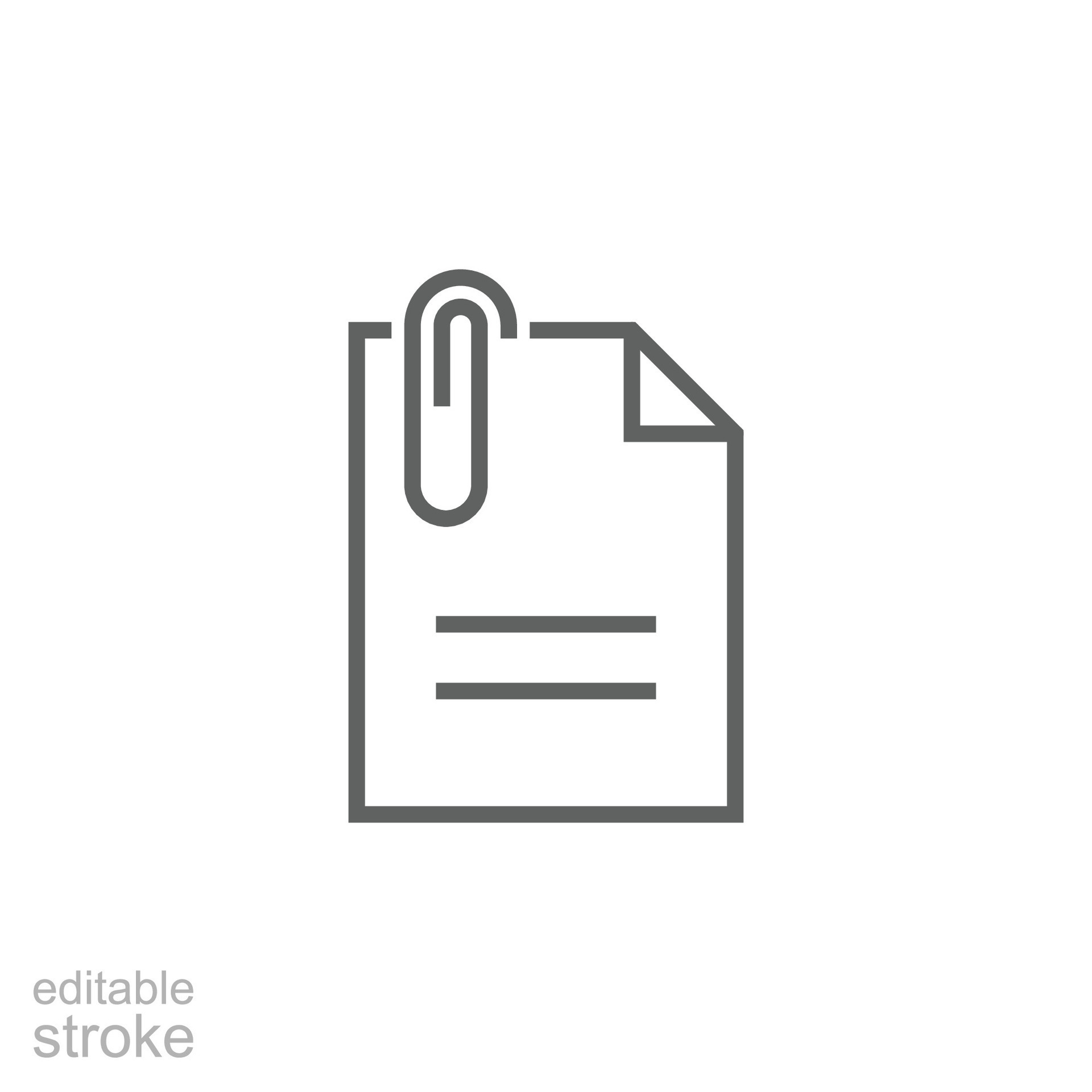 File Attachment Icon Simple Outline Style Paper Clip Attach Document Fastener Upload