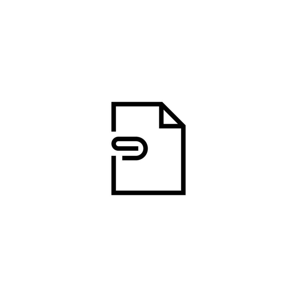 File Attachment Icon Simple Outline Style Paper Clip Attach Document Fastener Upload