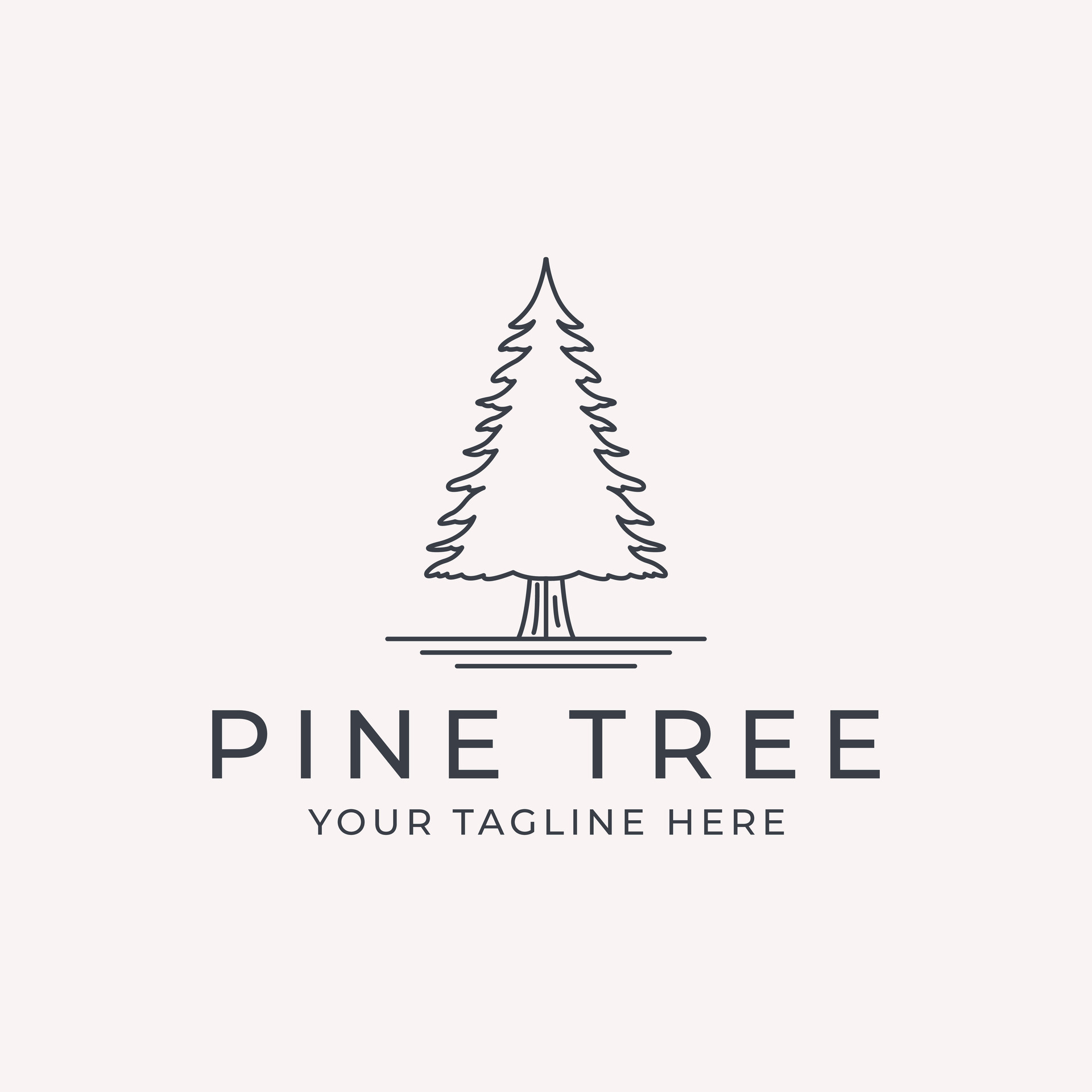 pine tree line art logo vector with minimalist template illustration ...
