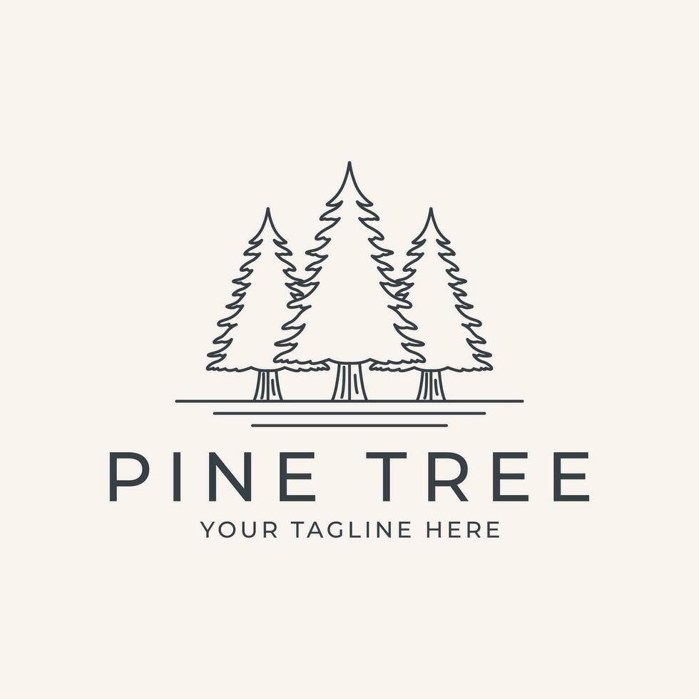 pine tree line art vector logo icon and symbol template illustration ...