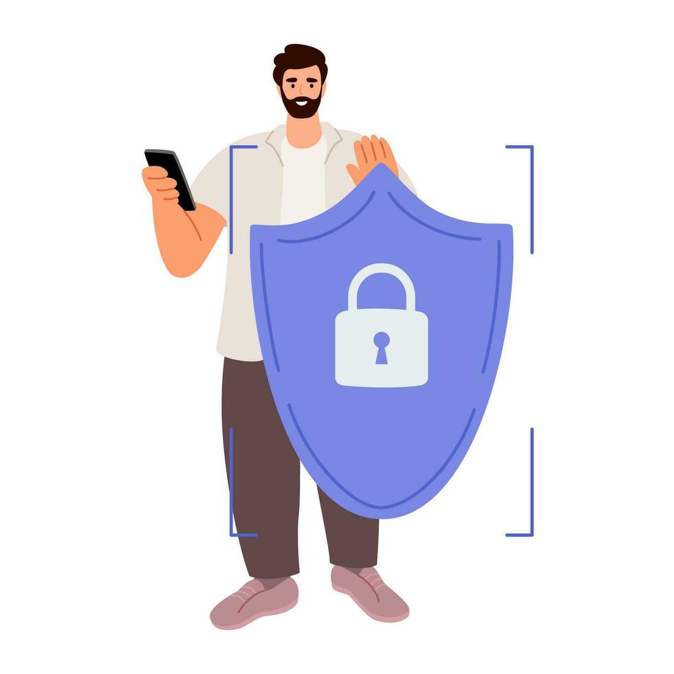 Cyber Safety Cyber Security And Privacy Concept Man Holding Online