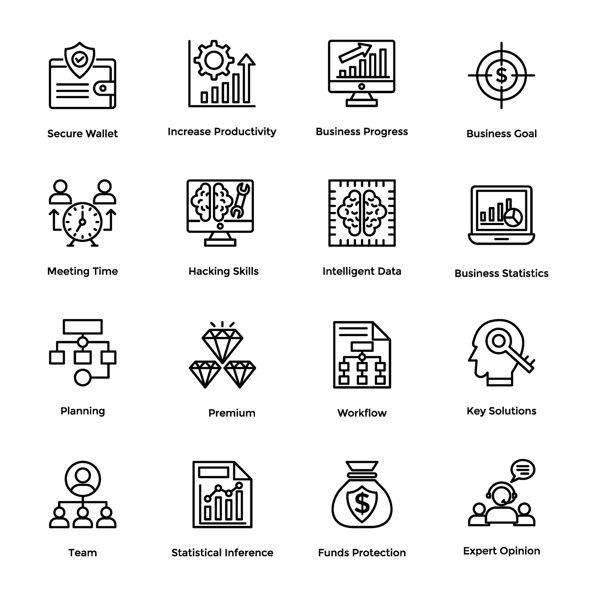 Project Management Line Icons 28218259 Vector Art At Vecteezy