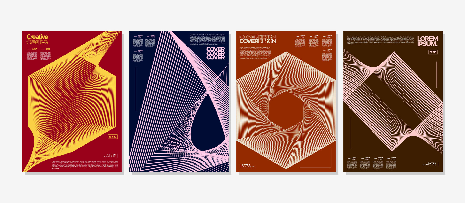 Geometric Blend Line Basic Shape Cover Design Modern Line Abstract Poster Set 28219693 Vector