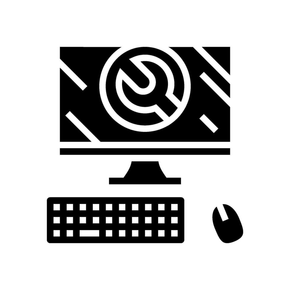 troubleshooting pc repair computer glyph icon vector illustration ...