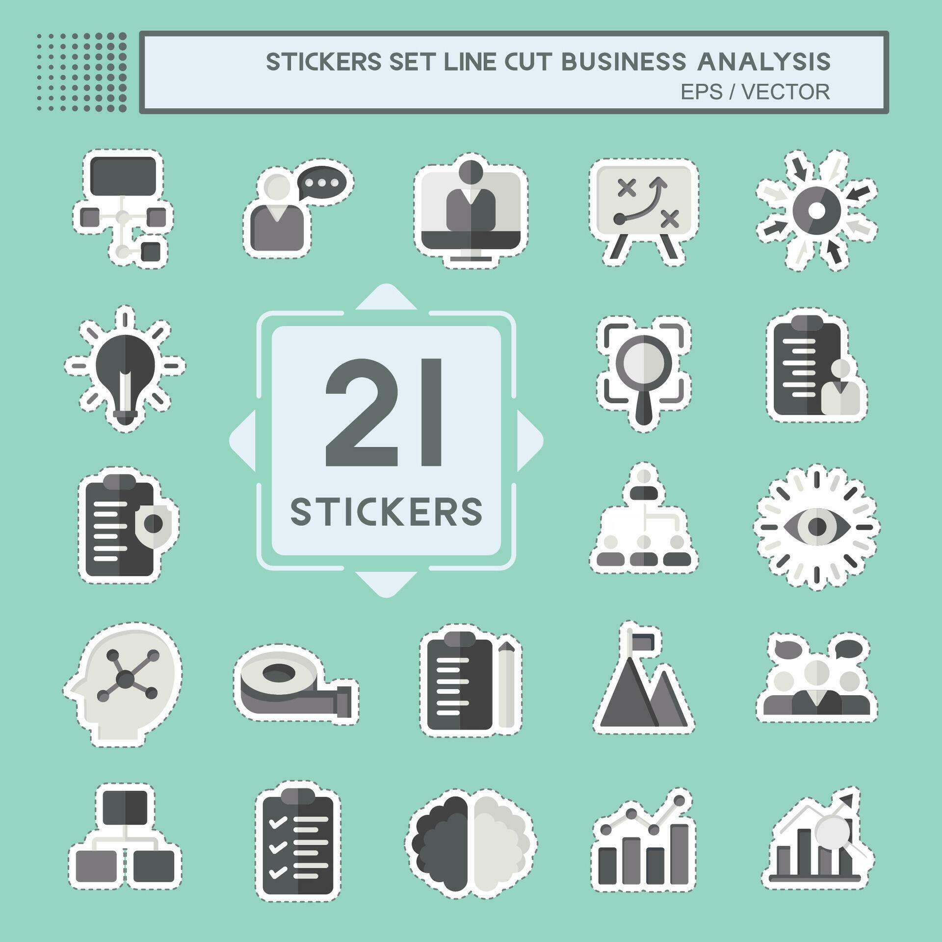 Sticker Line Cut Set Business Analysis Related To Business Symbol Simple Design Editable