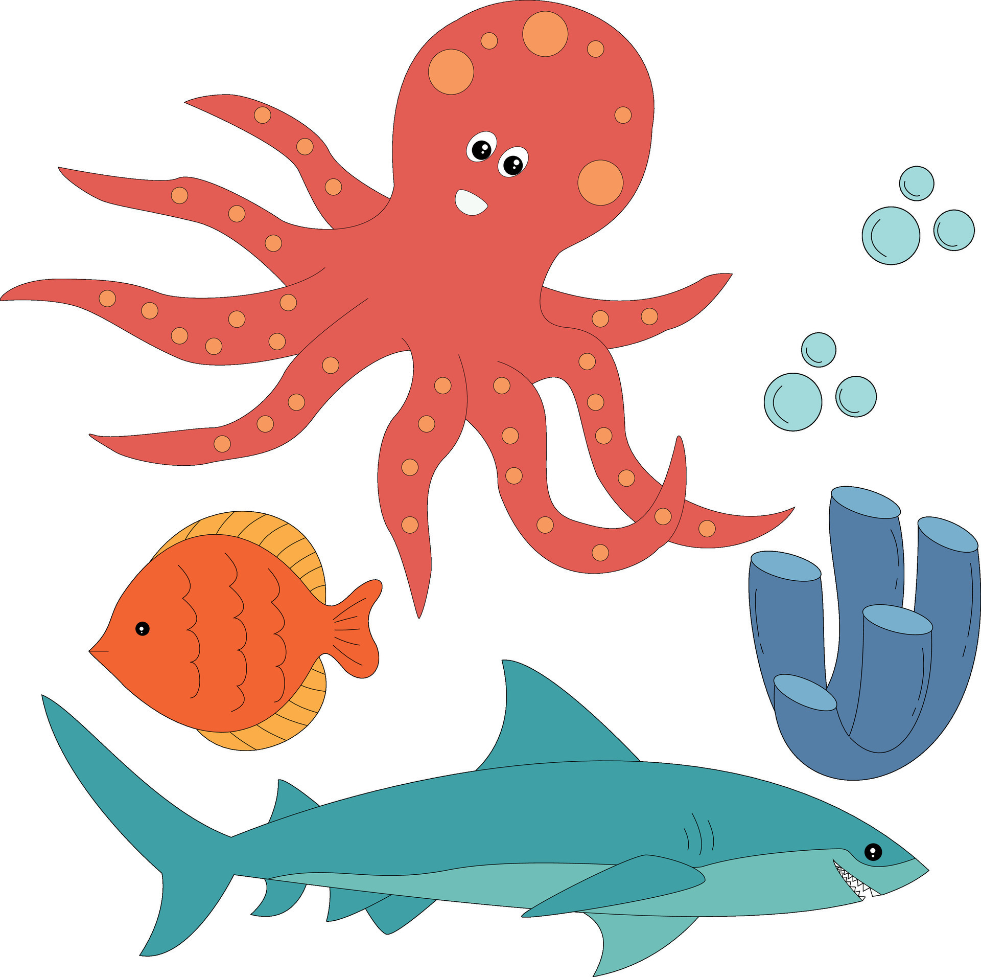 Animated Sea Creatures Clipart