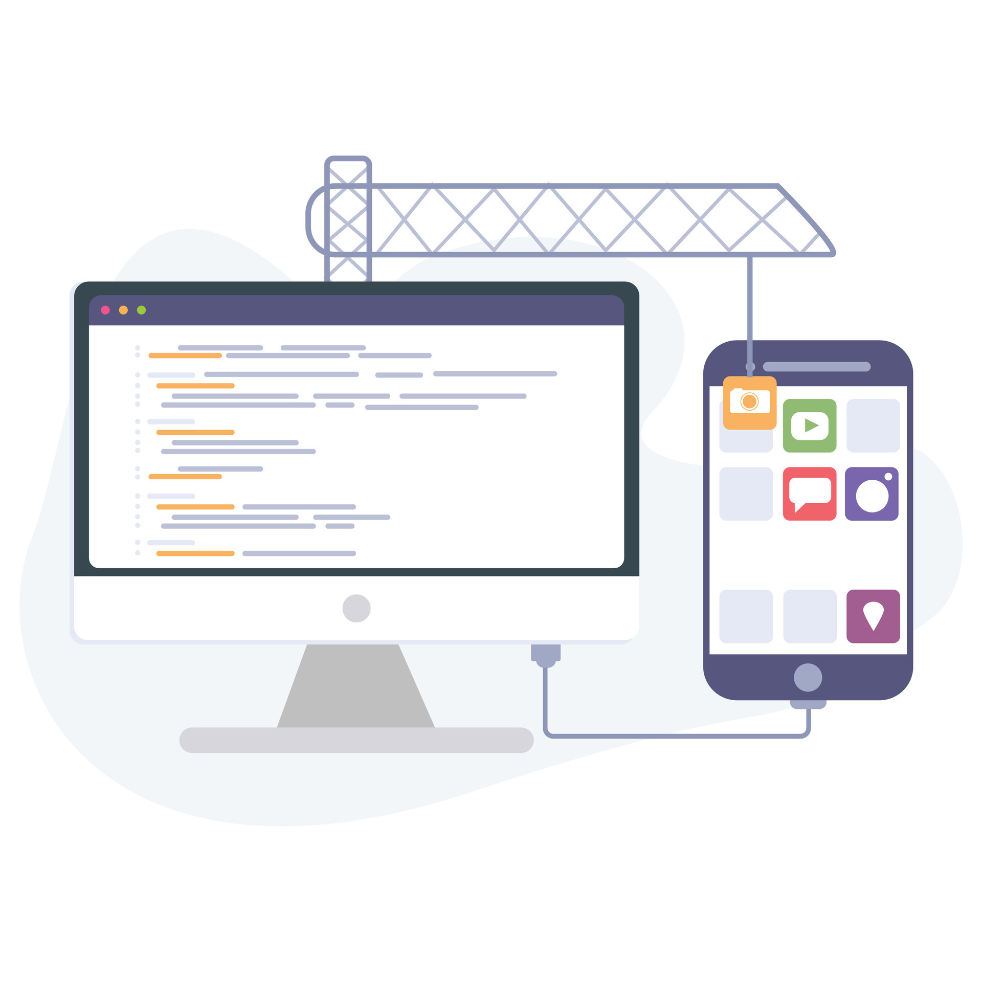 Mobile development illustration useable for both web or mobile app ...