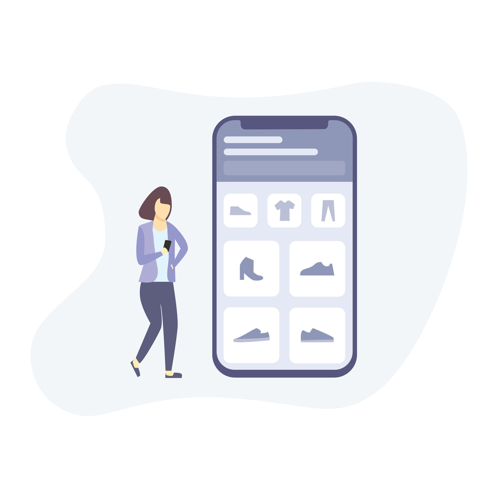 Shopping Via Mobile Illustration Useable For Both Web Or Mobile App Design 28231815 Vector Art