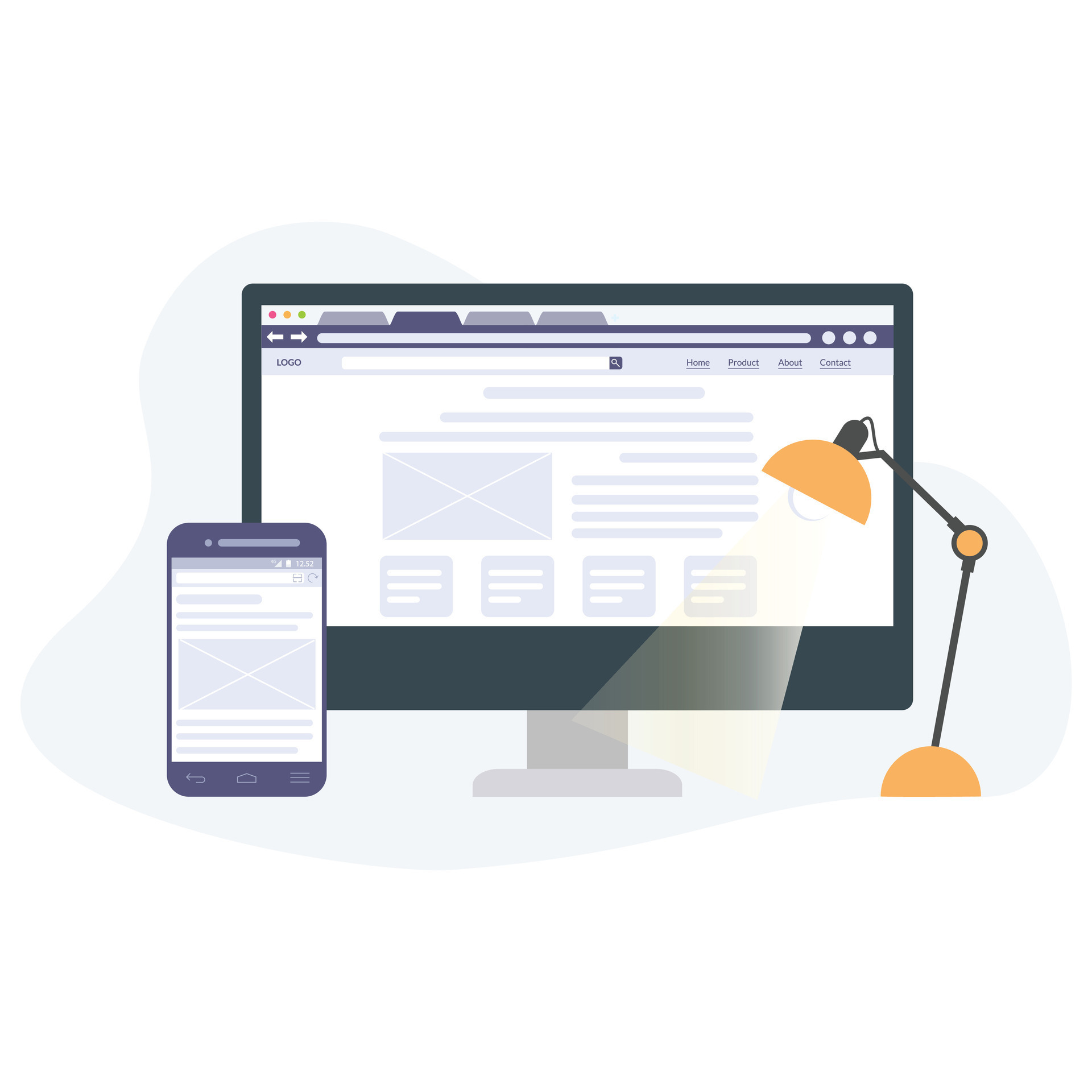 Responsive Web Design Illustration Useable For Both Web Or Mobile App