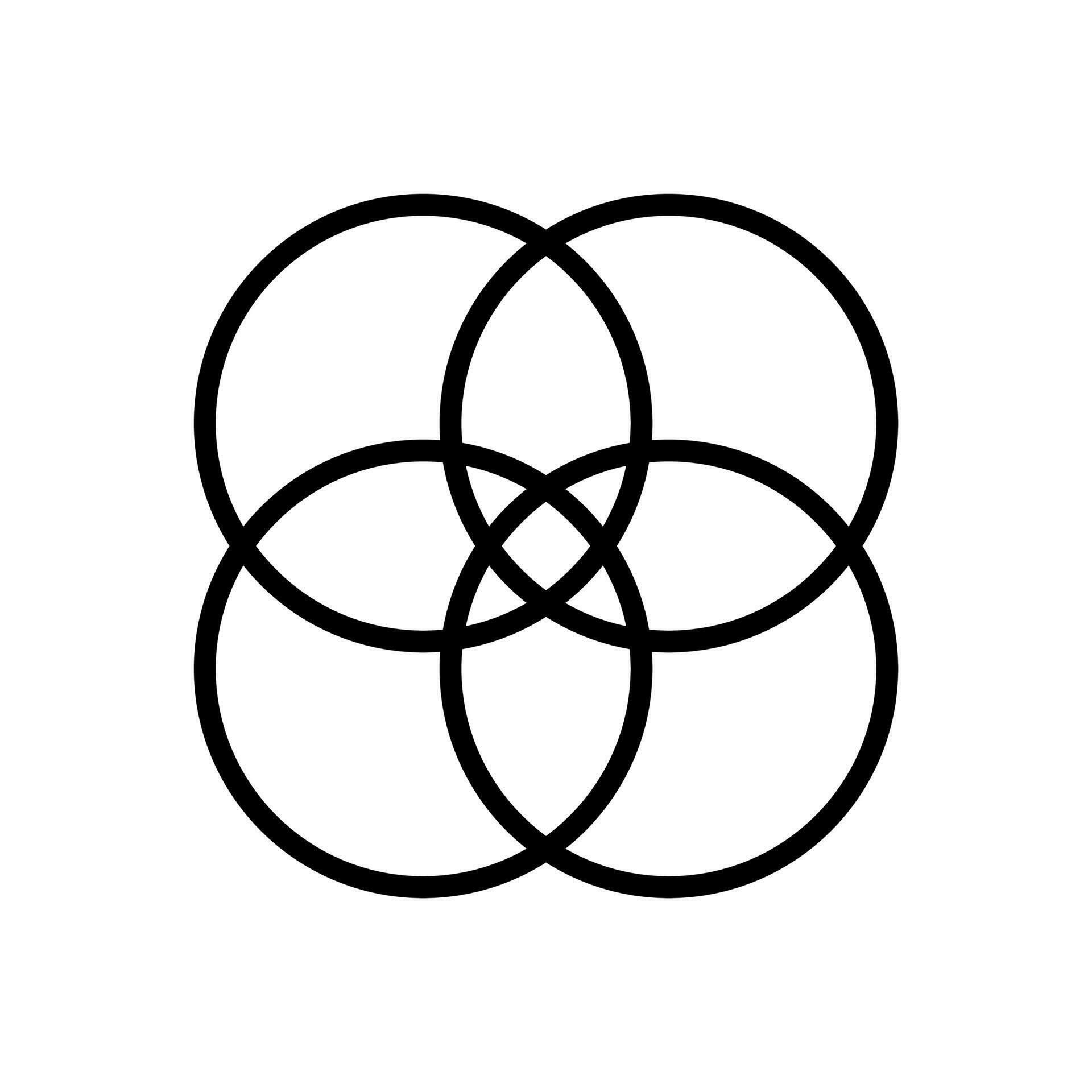 Four overlapping circles Venn diagram icon in line style design isolated on white background ...