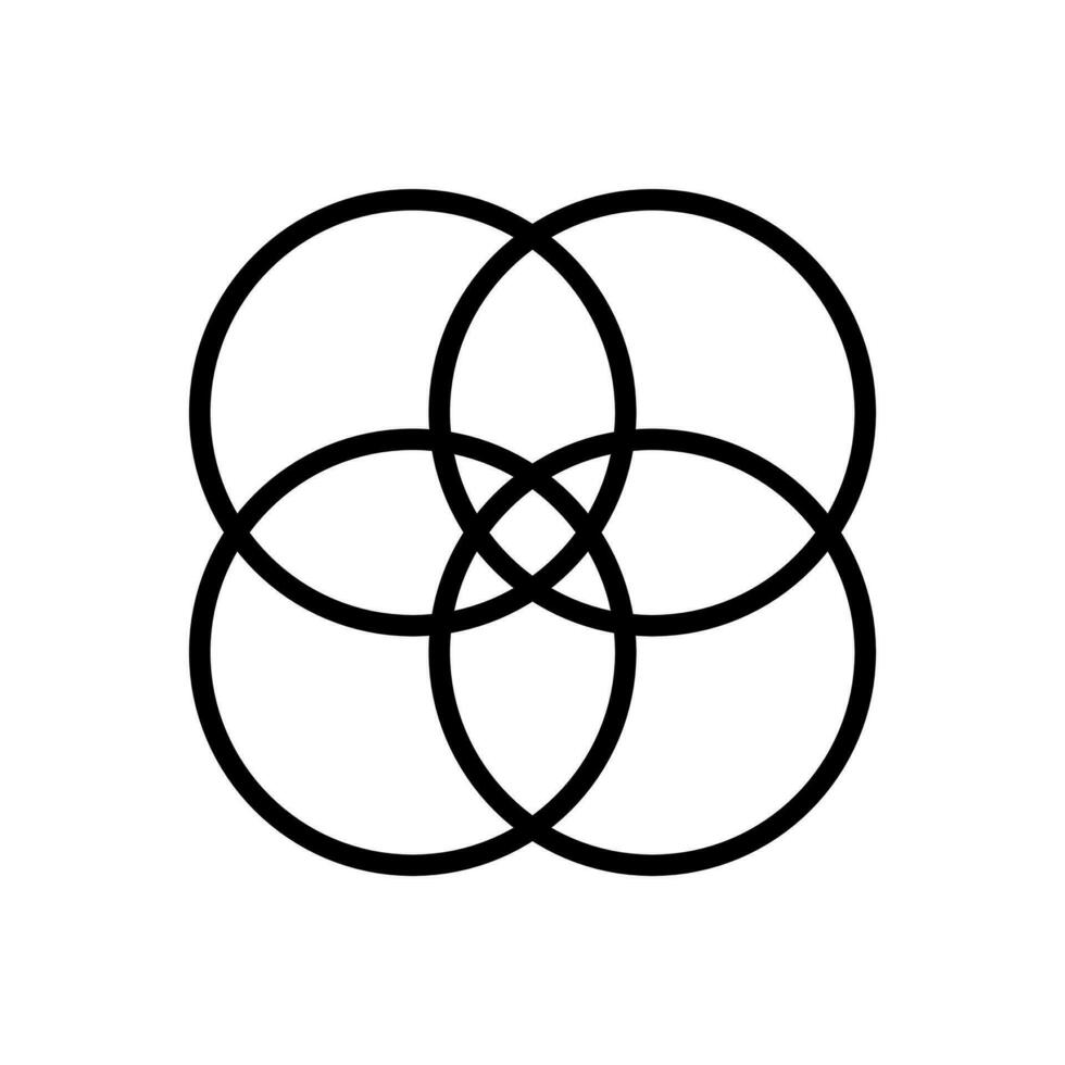 Four Overlapping Circles Venn Diagram Icon In Line Style Design