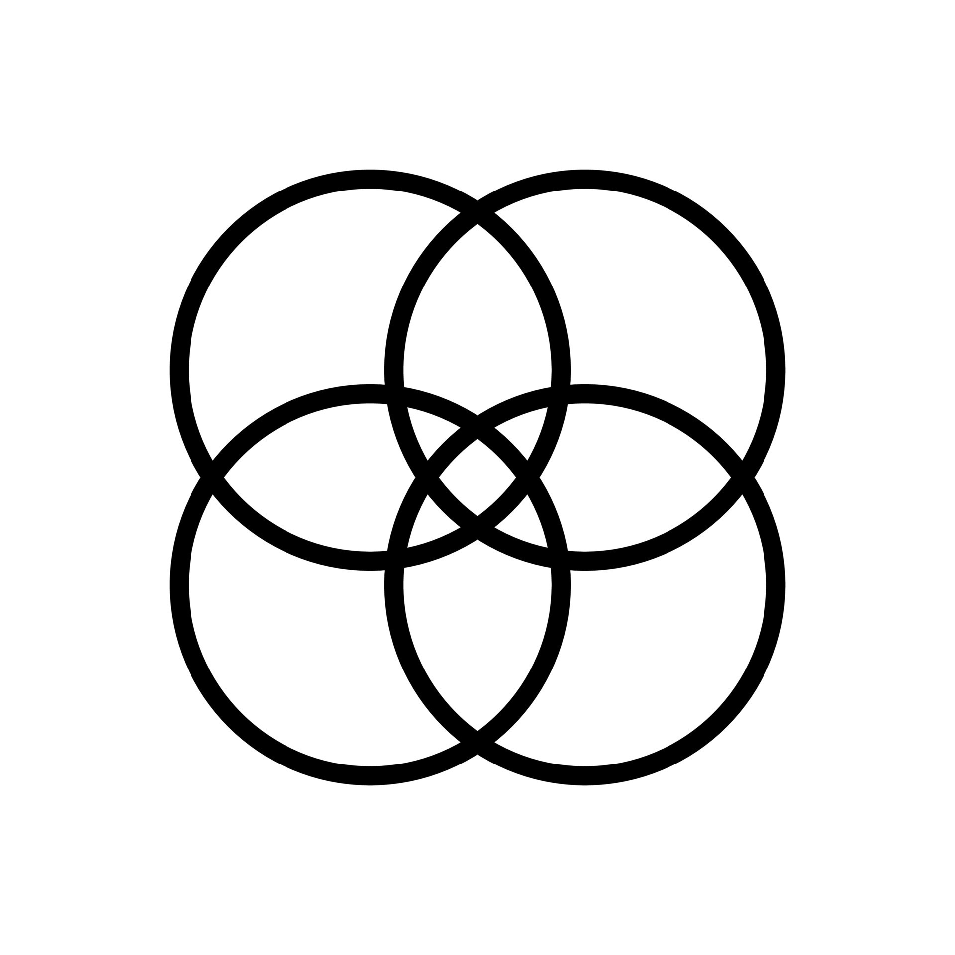 Four overlapping circles Venn diagram icon in line style design ...