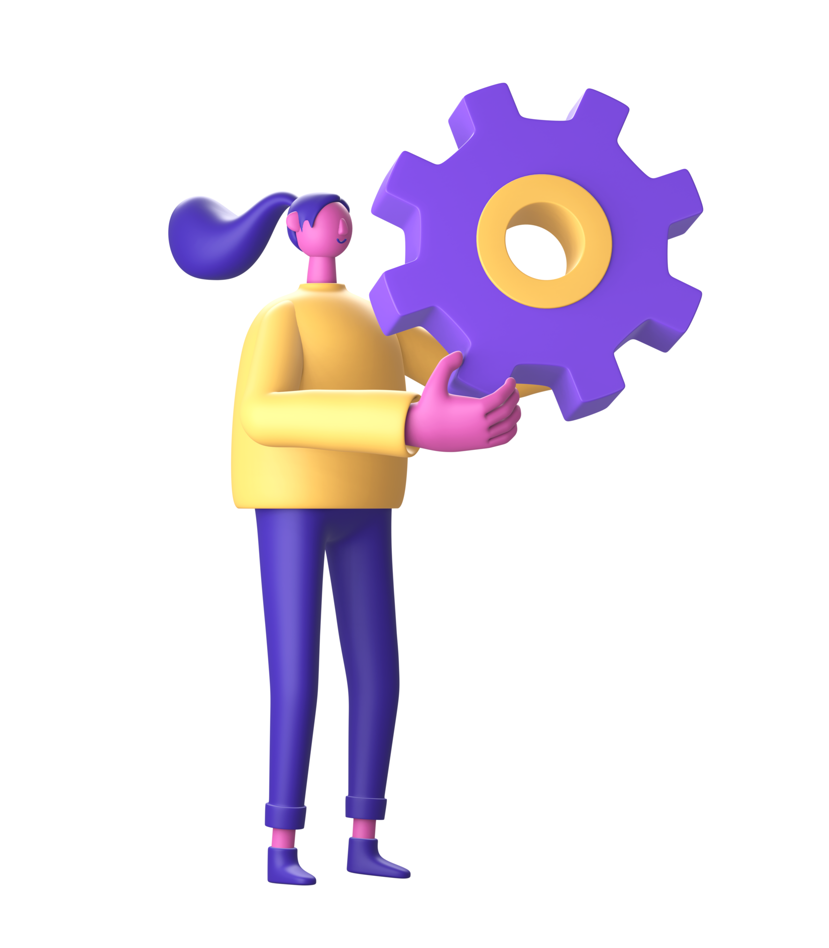 3d Character Holding Configuration Setting Gear For Ui Ux Web Mobile Apps Social Media 28239645 Png