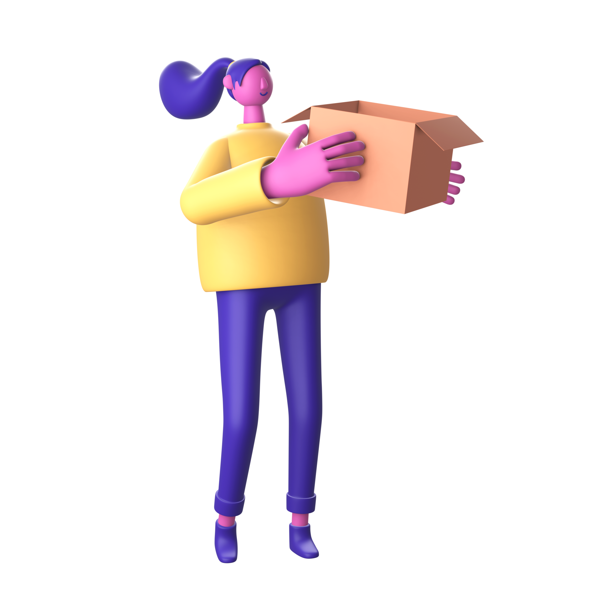 3d Character Holding Box For Ui Ux Web Mobile Apps Social Media 28239656 Png