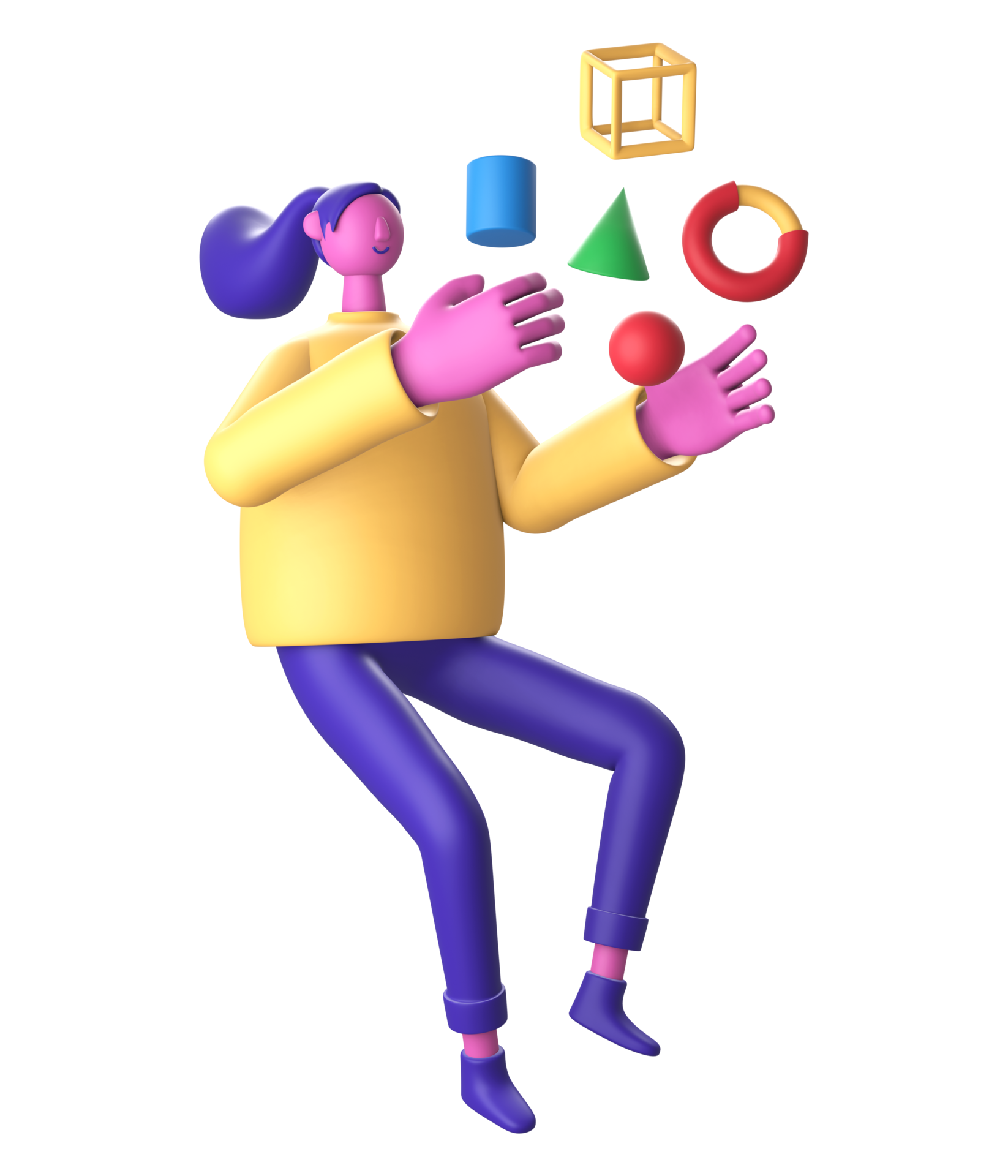 3d Character With Geometric Shapes For Ui Ux Web Mobile Apps Social Media 28239665 Png