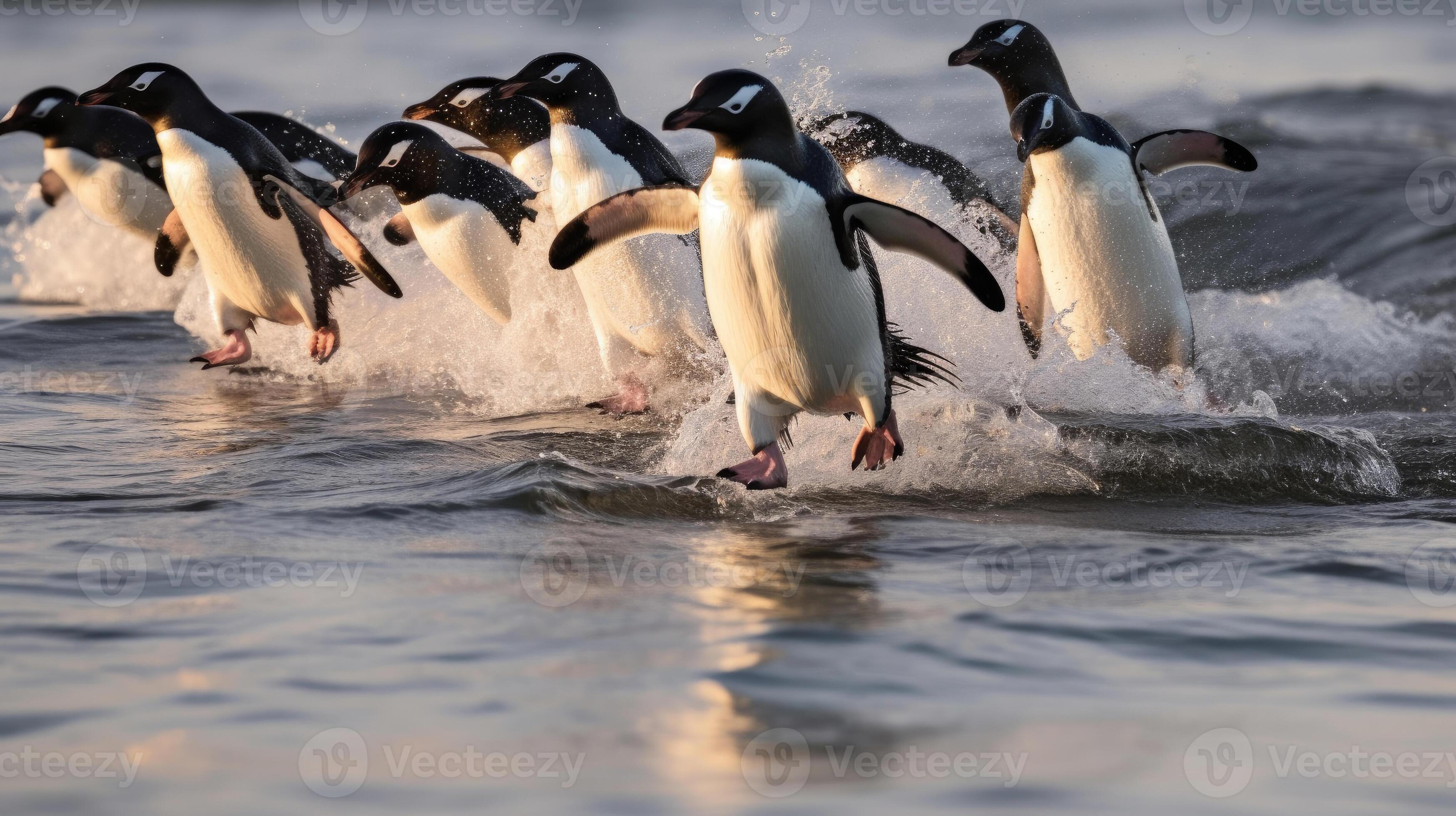 Adelie Penguins Swimming