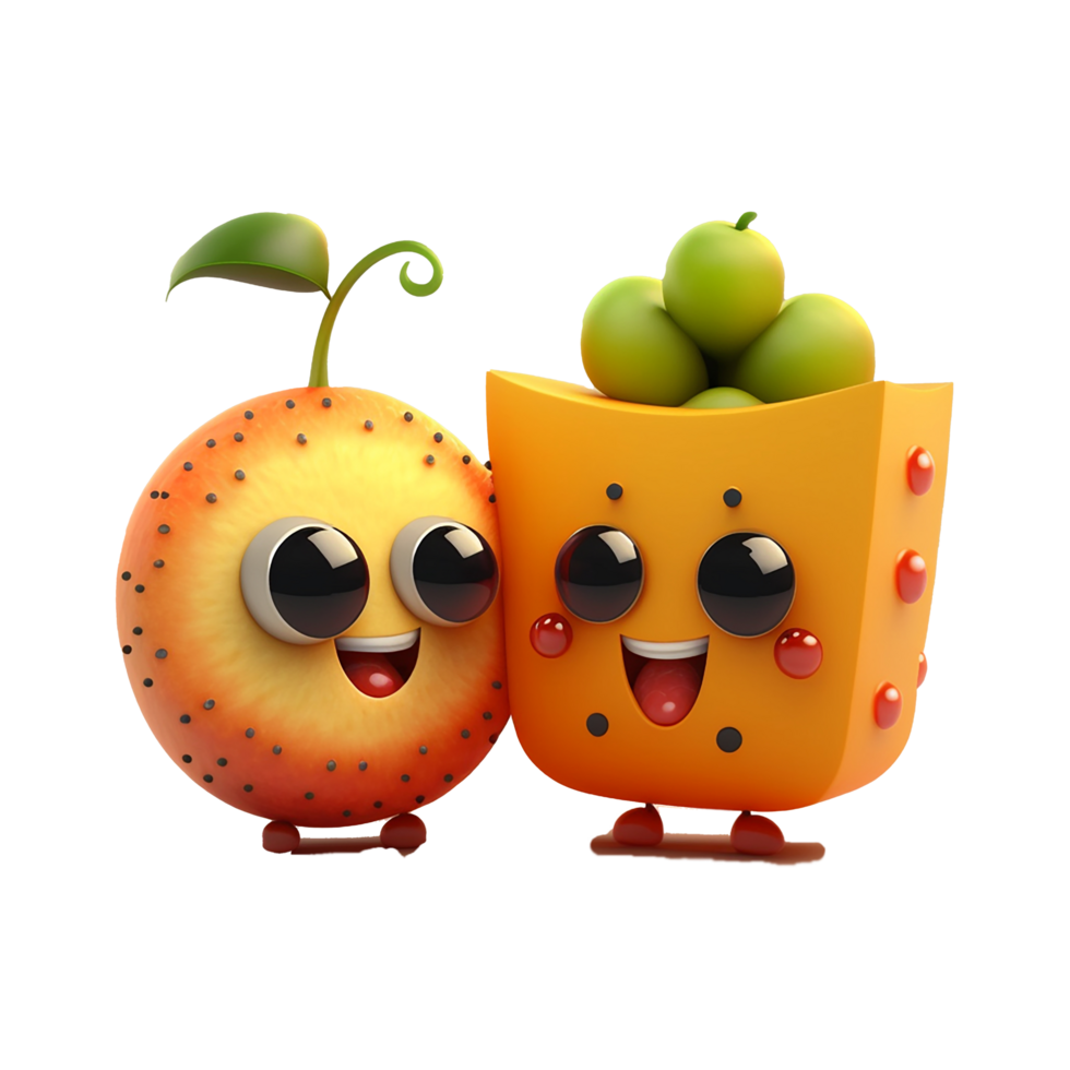 Free fruits png, cute funny fruit vegetable character, cartoon style ...