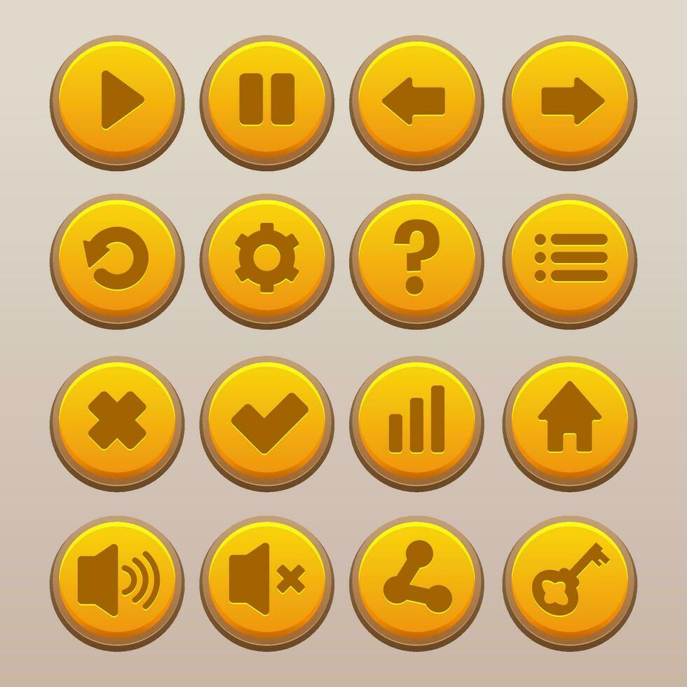 Set of UI Button Icons for 2D Game User Interfaces 28250791 Vector Art at Vecteezy