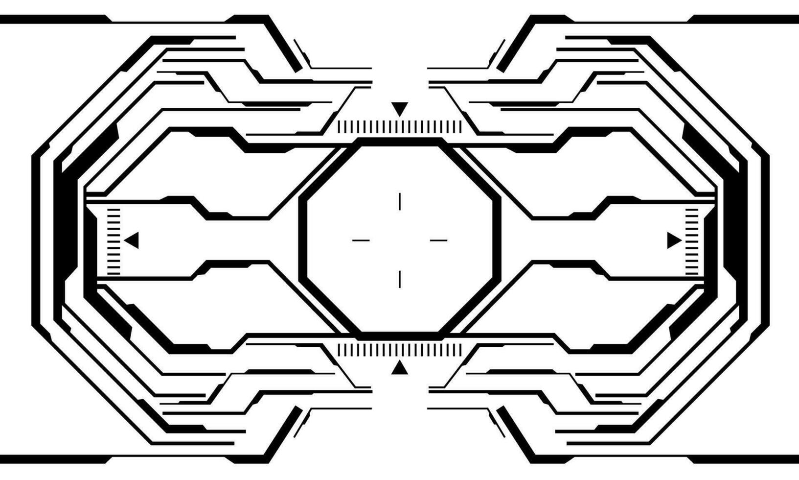 HUD sci-fi interface screen view black octagon geometric on white ...