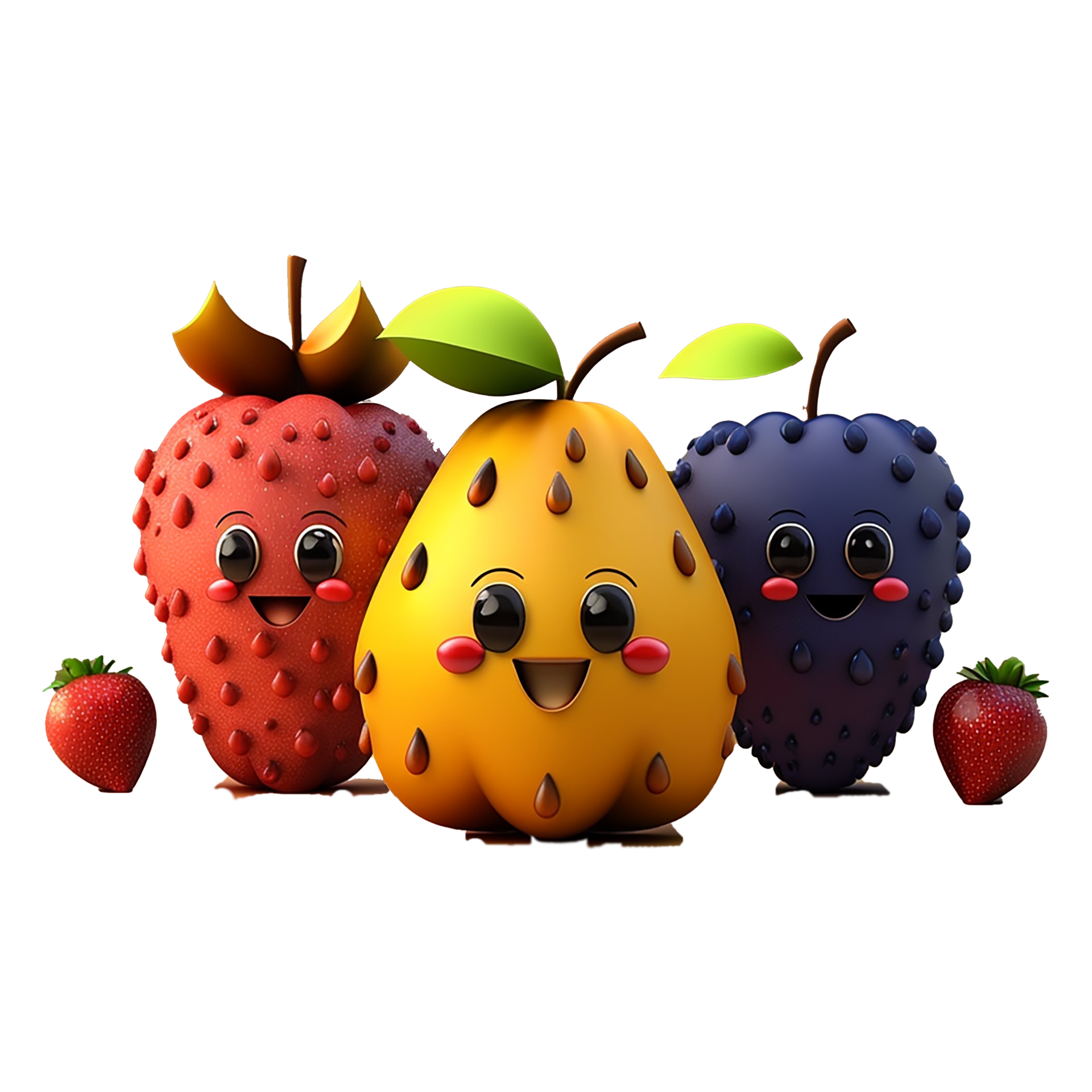 Free fruits png, cute funny fruit vegetable character, cartoon style ...