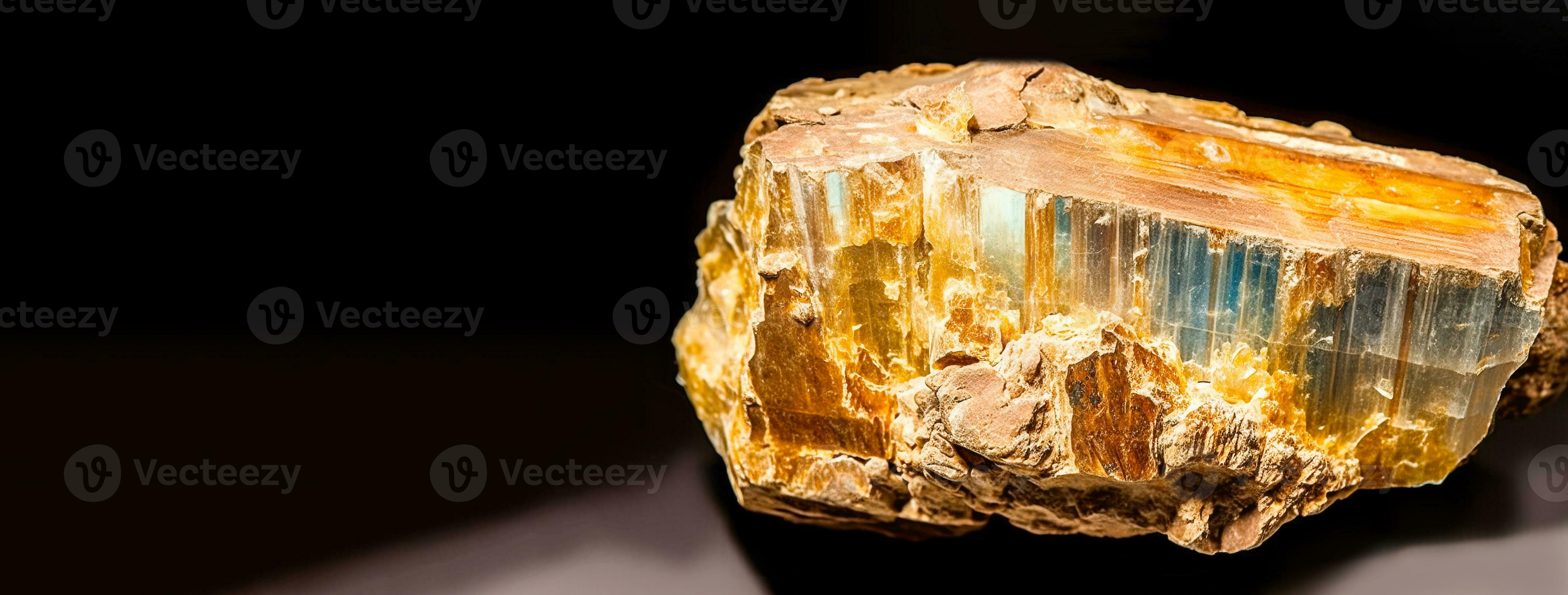 Wagnerite is rare precious natural geological stone on gradient background in low key, isolate ...